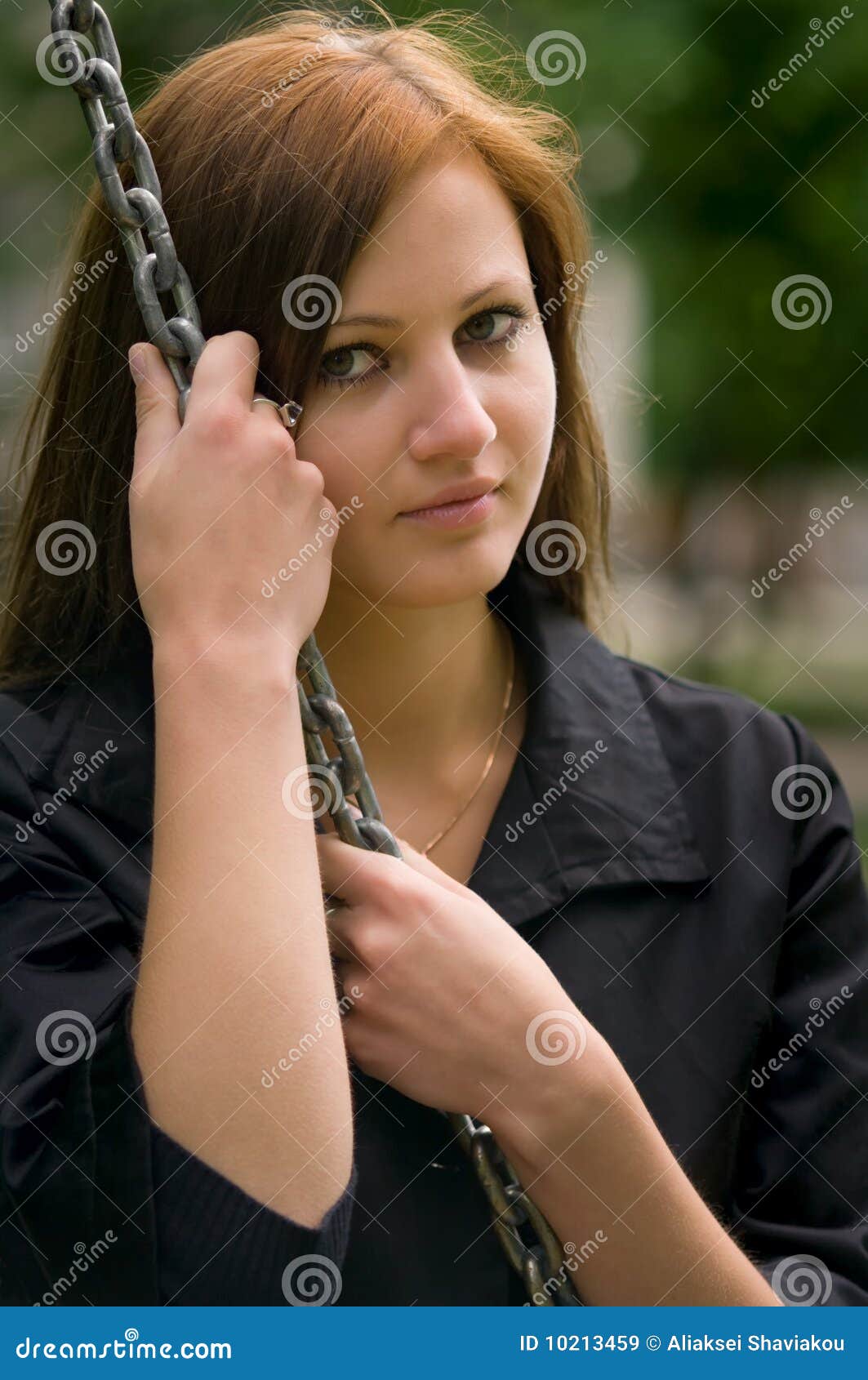 Young Woman with Chain Vertical Stock Image - Image of head, face: 10213459