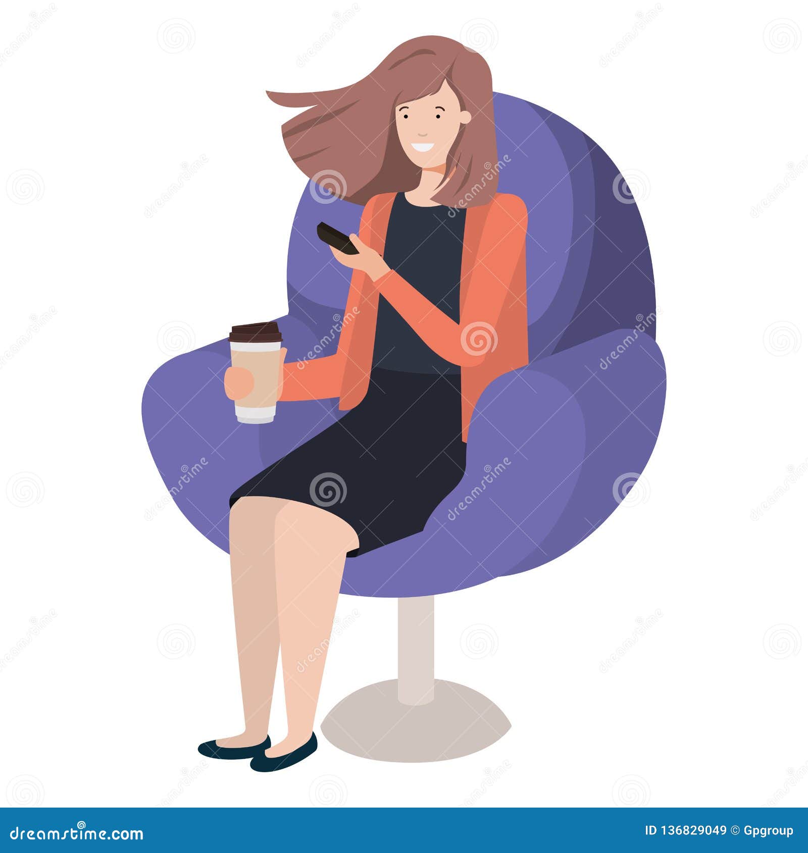 Young Woman in Chair with Smartphone Avatar Character Stock Vector ... Young Woman in Chair with Smartphone Avatar Character Stock Vector ...