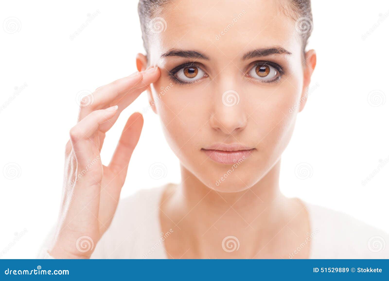 Young Woman Checking Her Face Skin Stock Image - Image of cosmetic ...