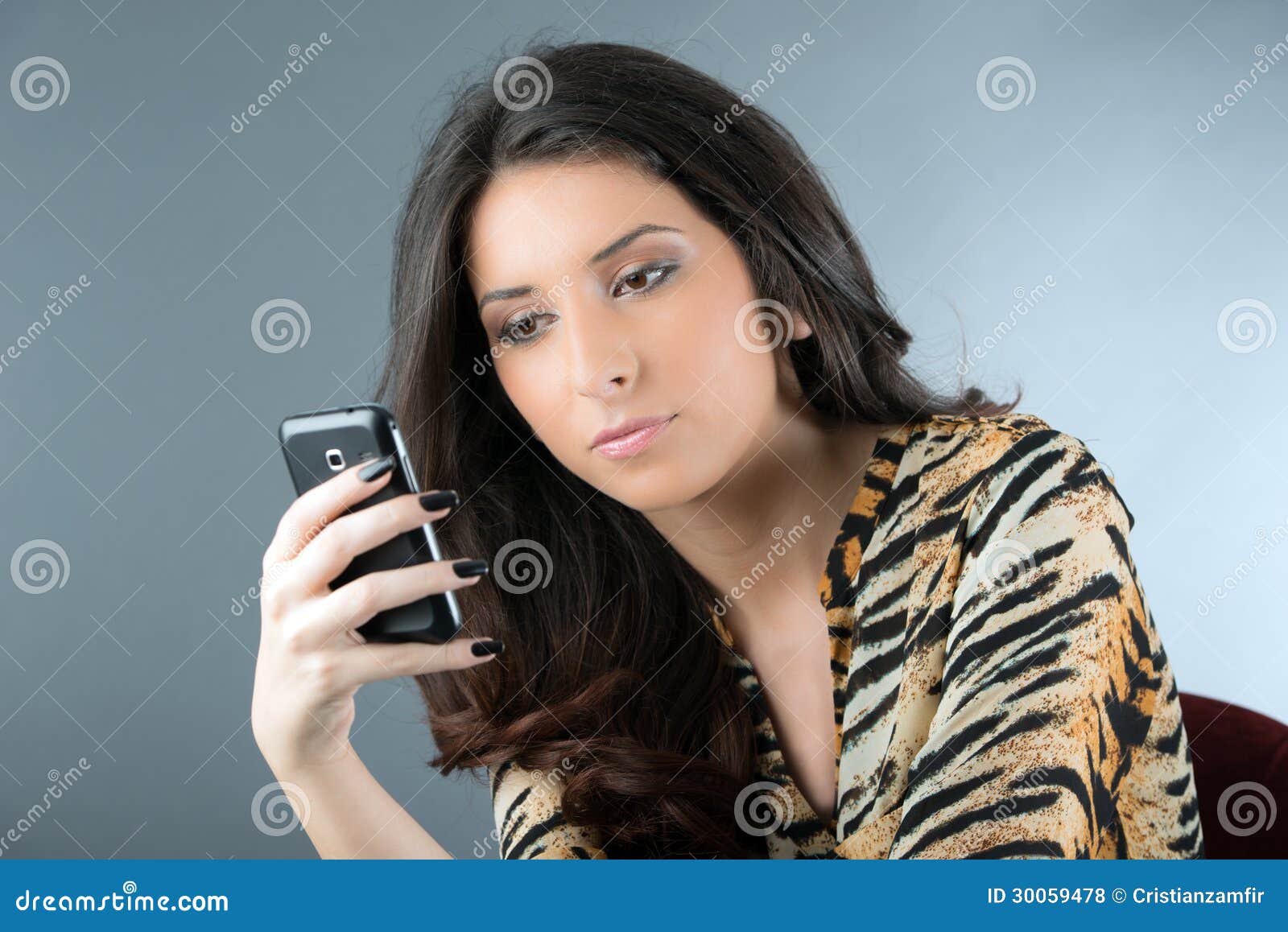 Woman Checking His Phone Messages Stock Photo - Image of bright, cute ...