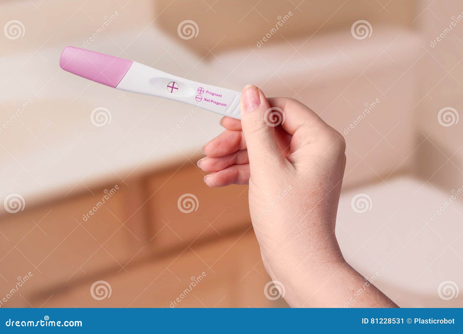 Young Woman Checking Pregnancy Test Stock Image - Image of expecting ...
