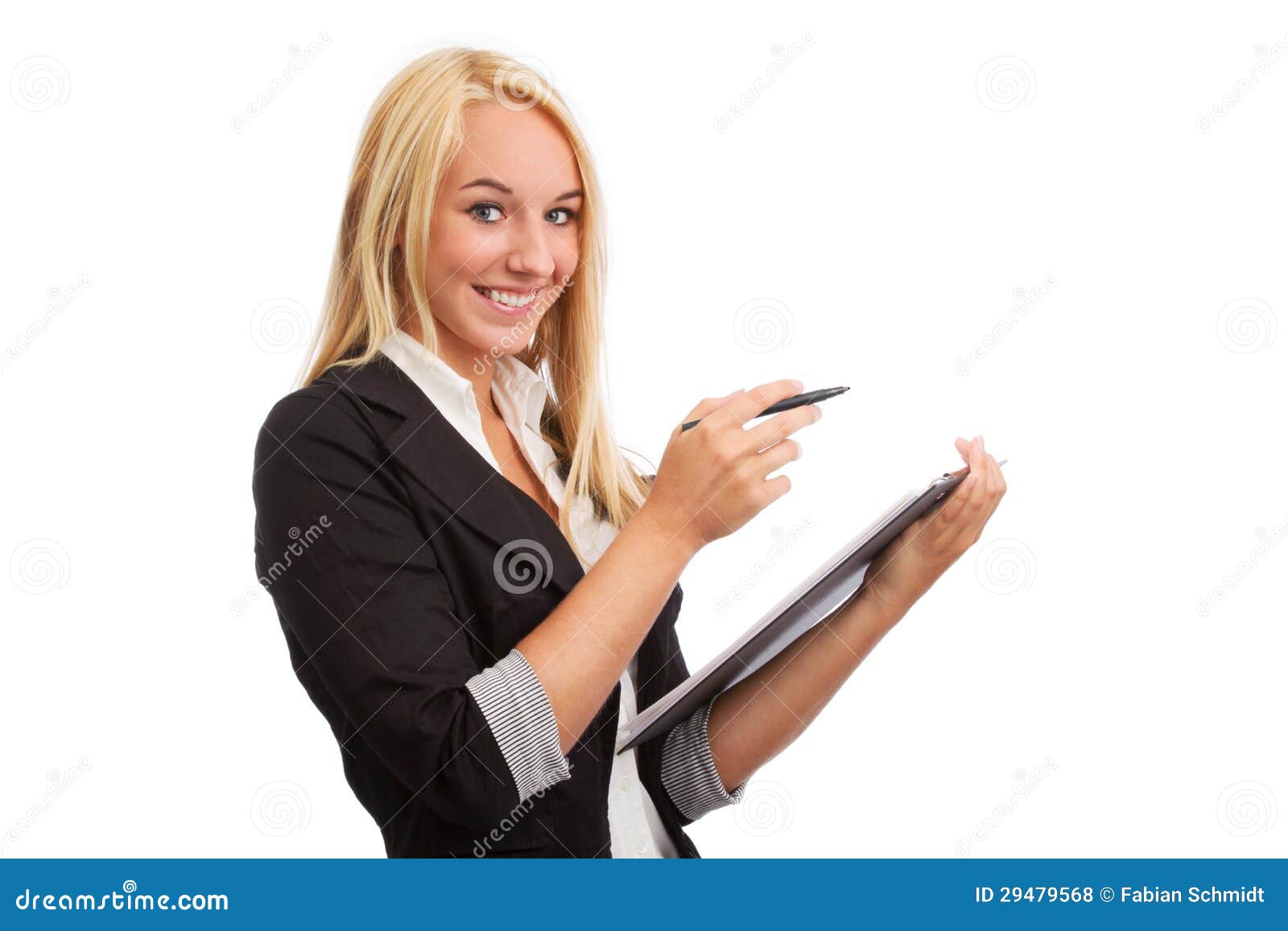 Young Woman with Checklist Looking Stock Photo - Image of clipboard ...