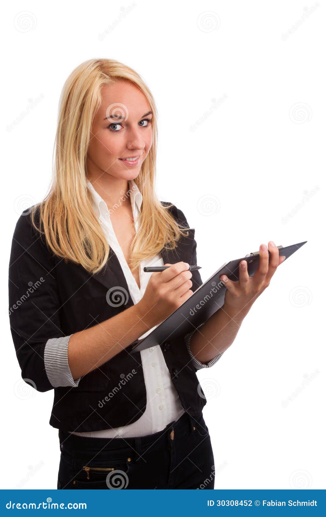 Young Woman with Checklist Looking Stock Photo - Image of female, boss ...