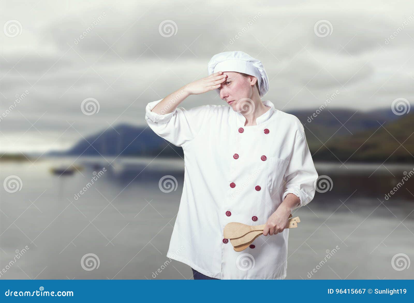 Young Woman Chef Overwhelmed, she Has a Lot of Probems Stock Image ...