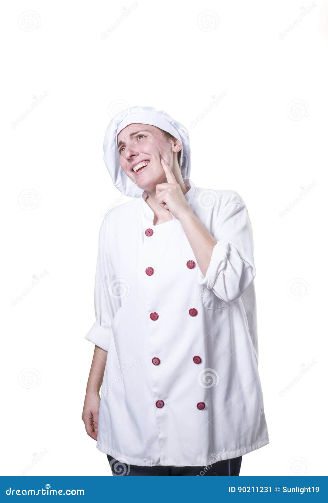 Young Woman Chef is Thinking about Something Stock Image - Image of ...