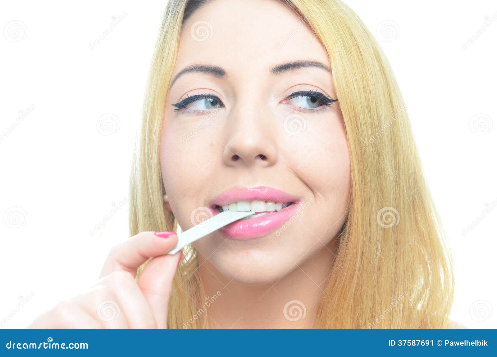 Young woman chewing gum stock image. Image of shot, attractive - 37587691