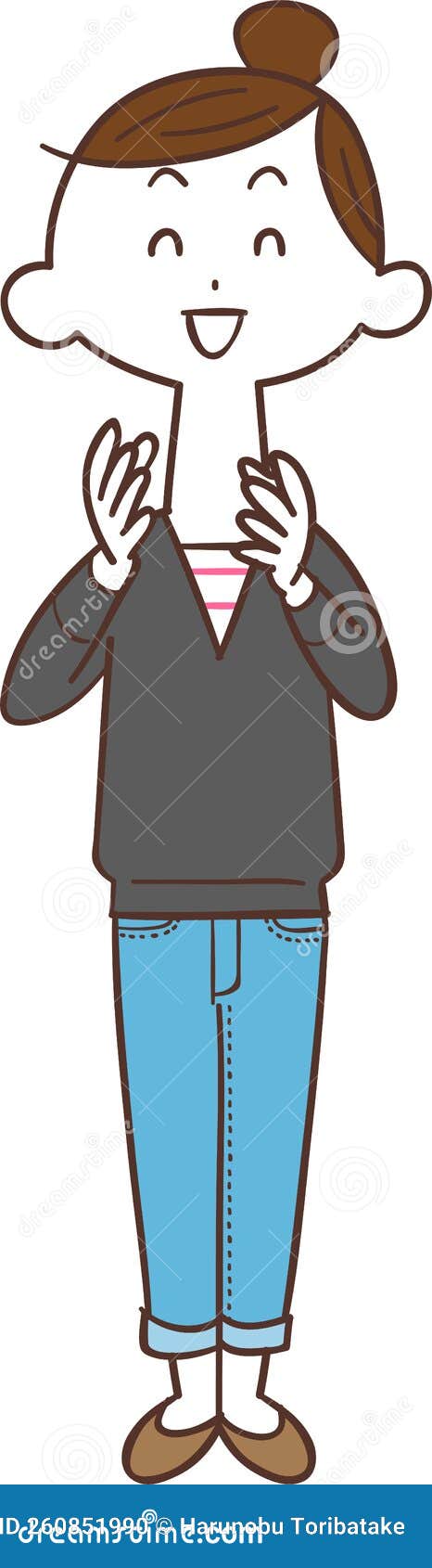 Young Woman Clapping Her Hands And Laughing Vector Illustration ...