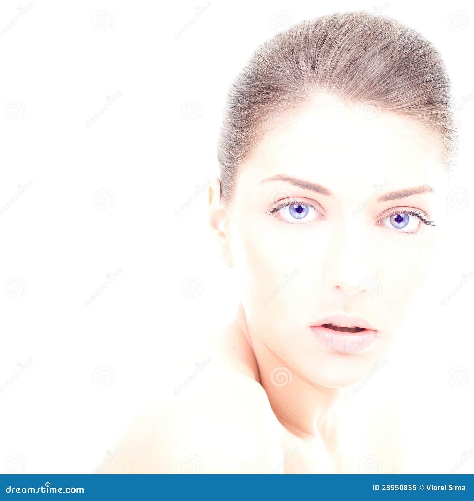Young Woman with Clean Face and Blue Eyes Stock Image - Image of pose ...