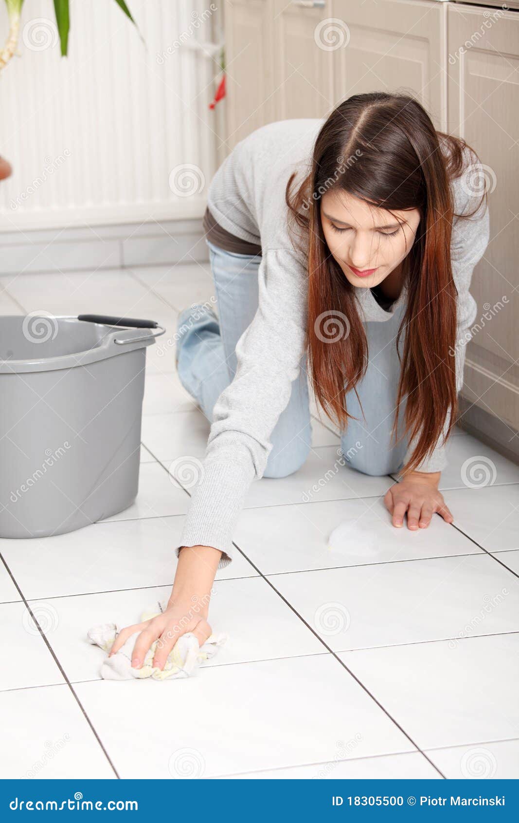 Young woman cleaning flor stock photo. Image of lady - 18305500