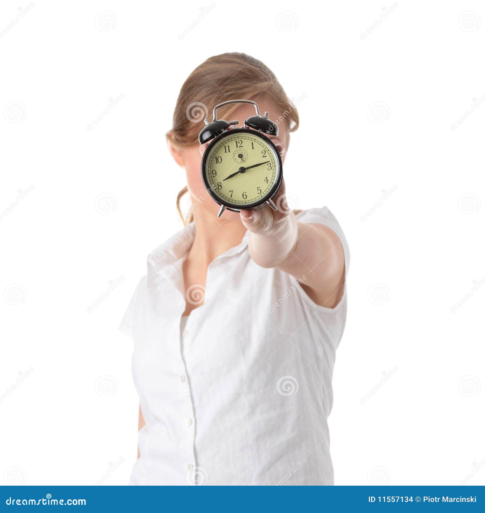 A young woman with a clock stock photo. Image of person - 11557134