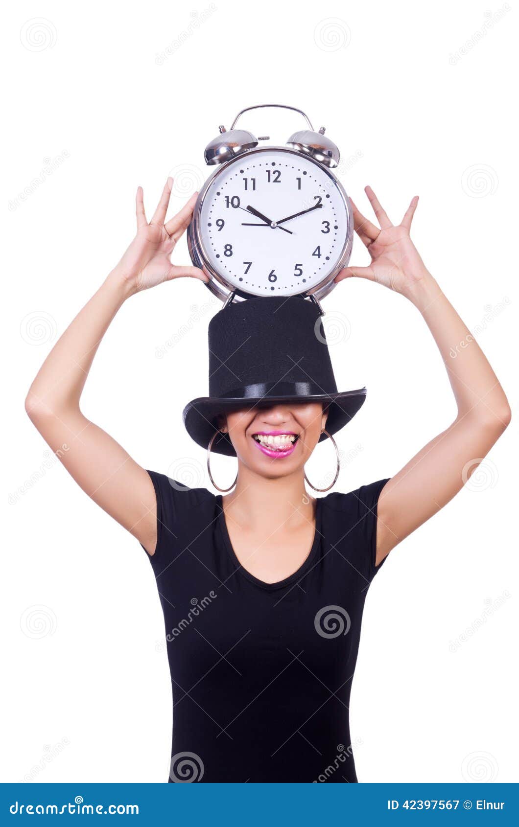Young woman with clock stock image. Image of employee - 42397567