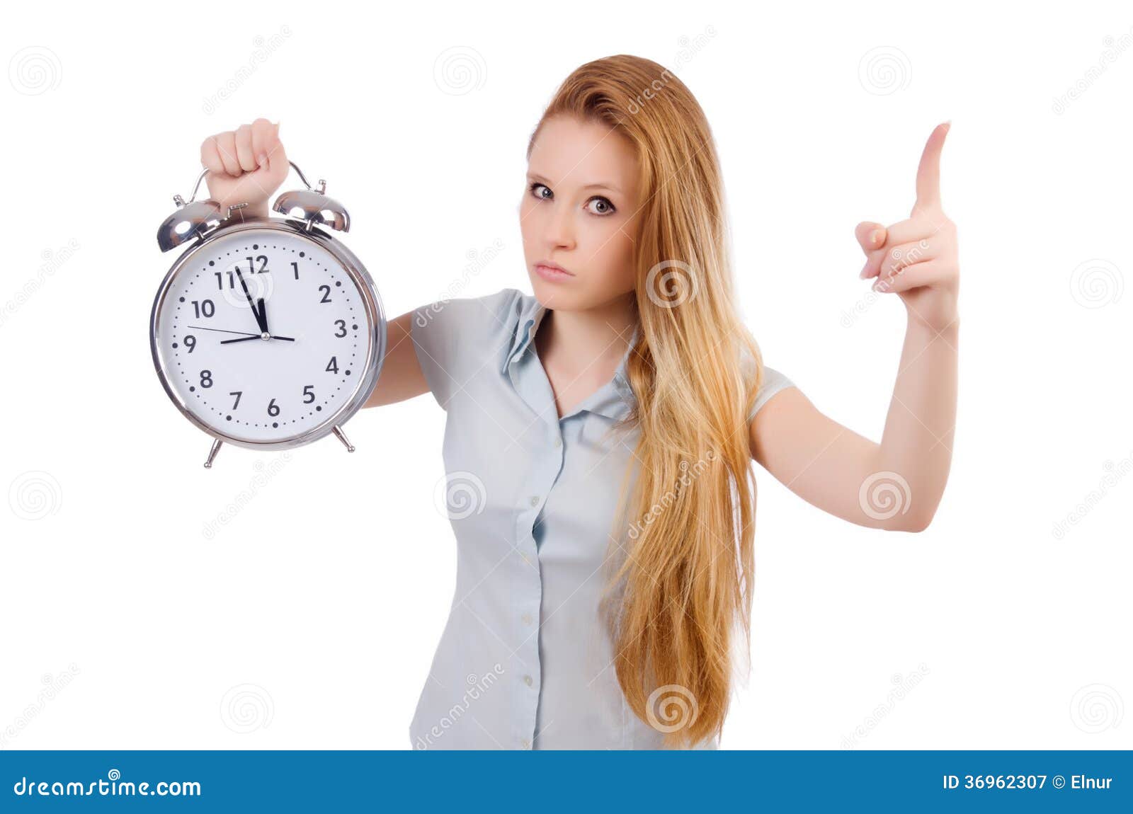 Young woman with clock stock image. Image of desk, businessman - 36962307