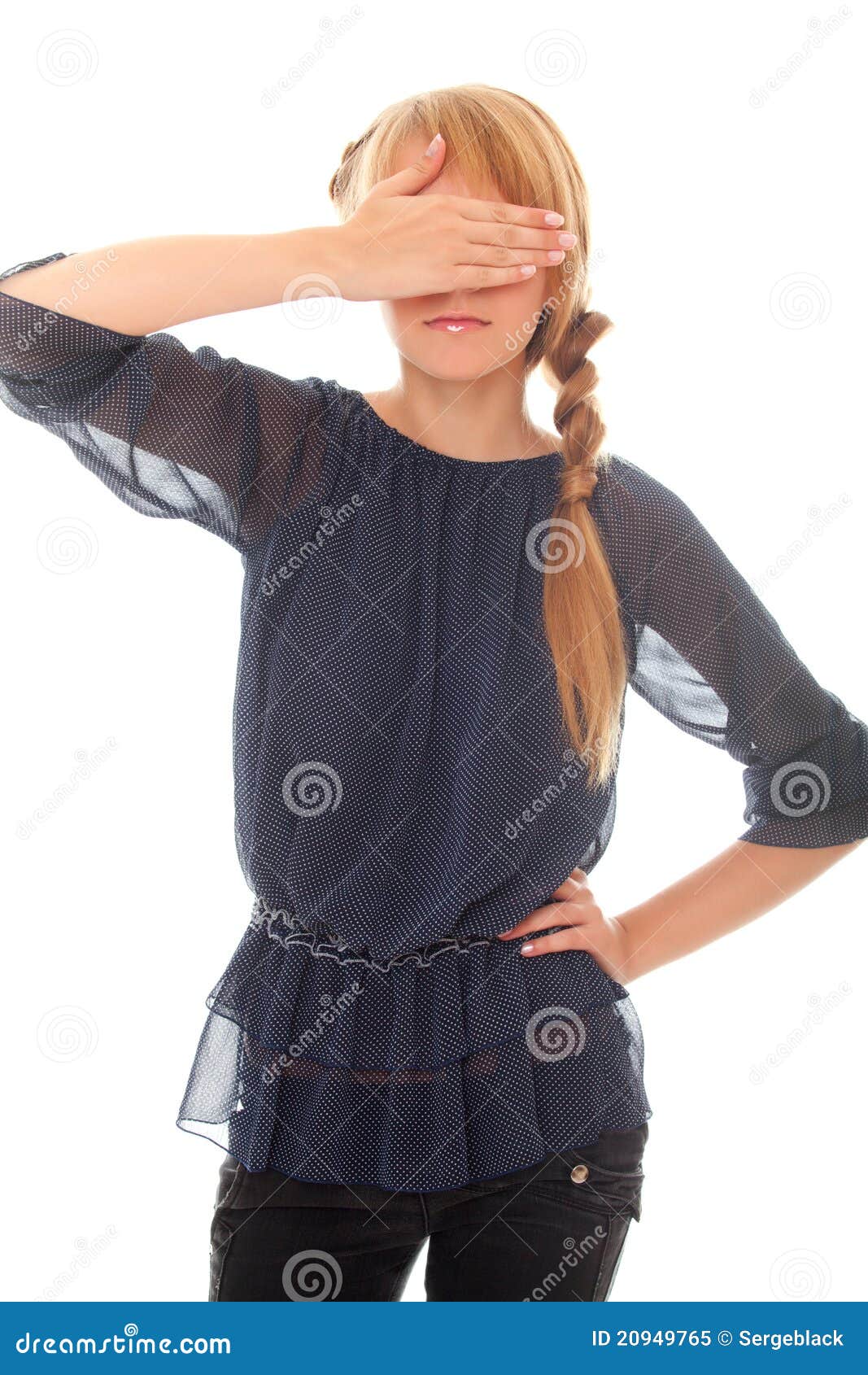 Young Woman Closed Hand Eyes Stock Image - Image of attractive, sign ...