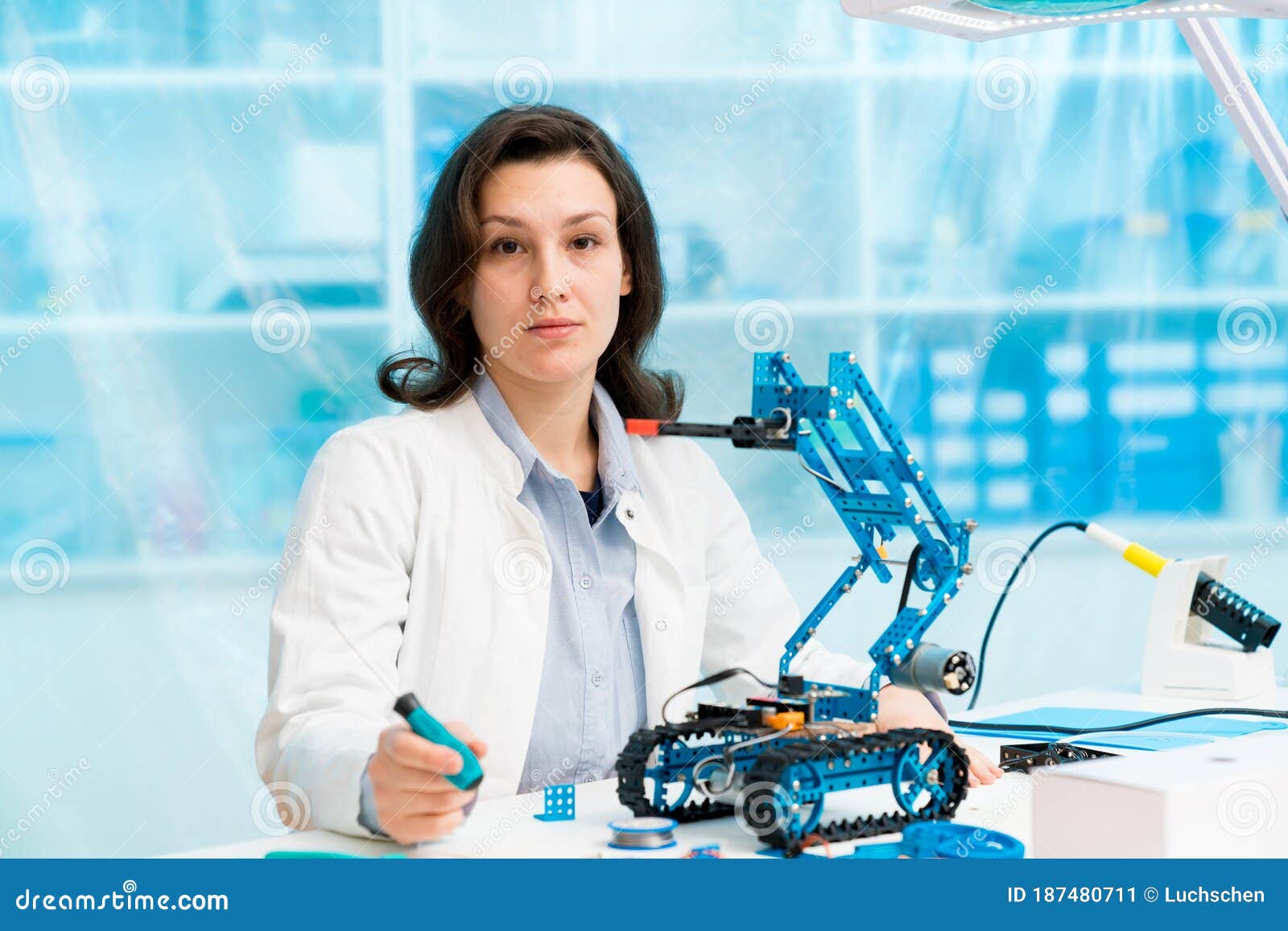 Young Woman in CNC and Robotics Laboratory Stock Image - Image of ...
