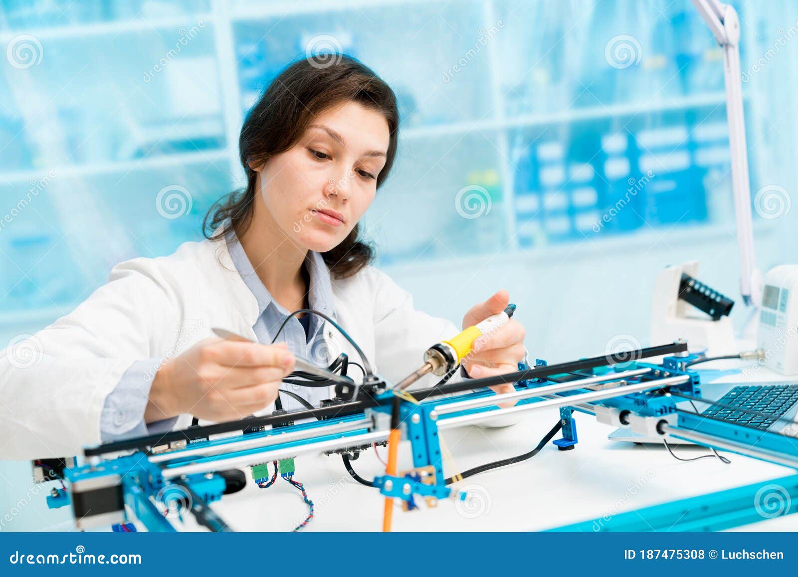 Young Woman in CNC and Robotics Laboratory Stock Photo - Image of ...