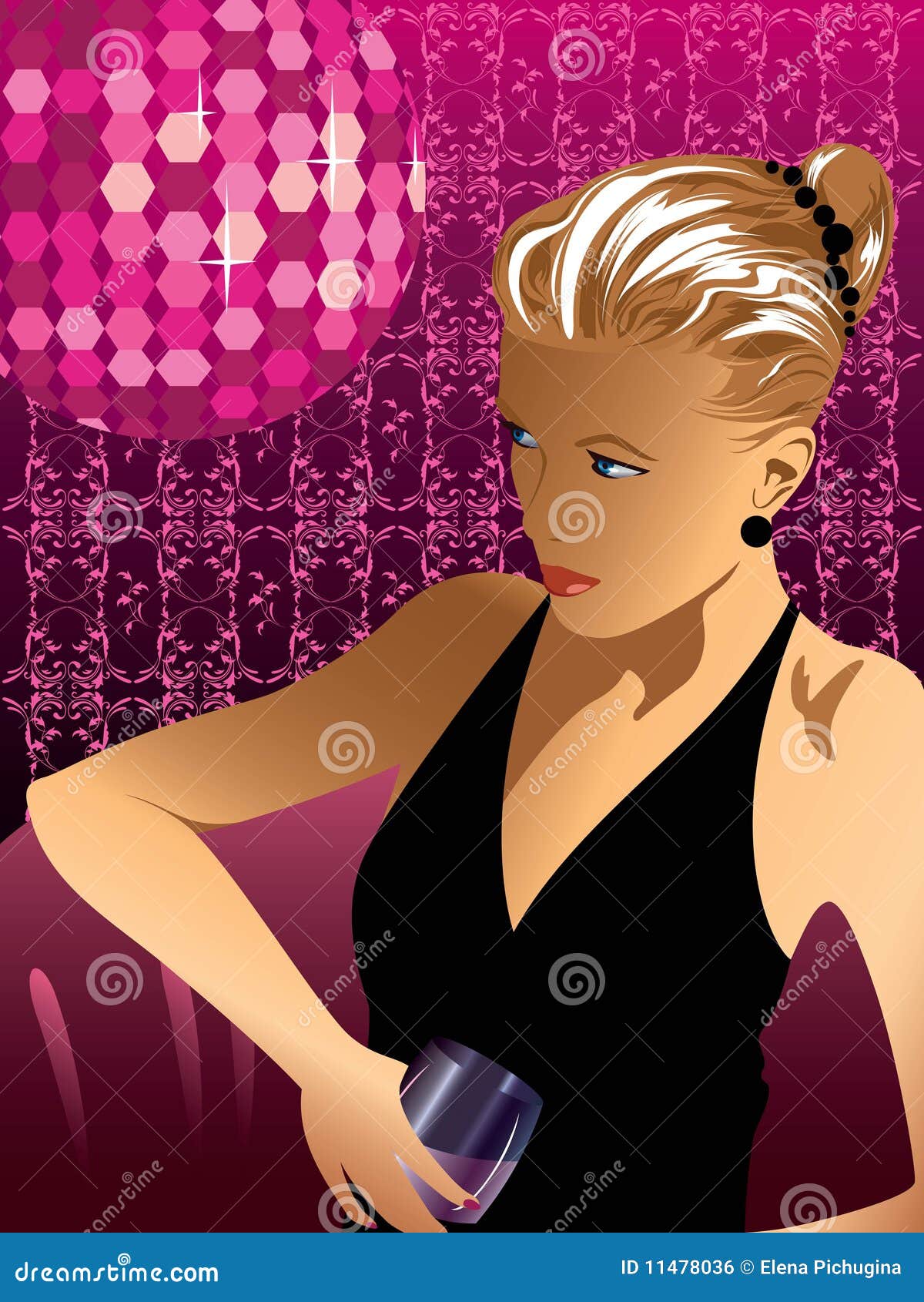 Young woman with cocktail stock vector. Illustration of expensive ...