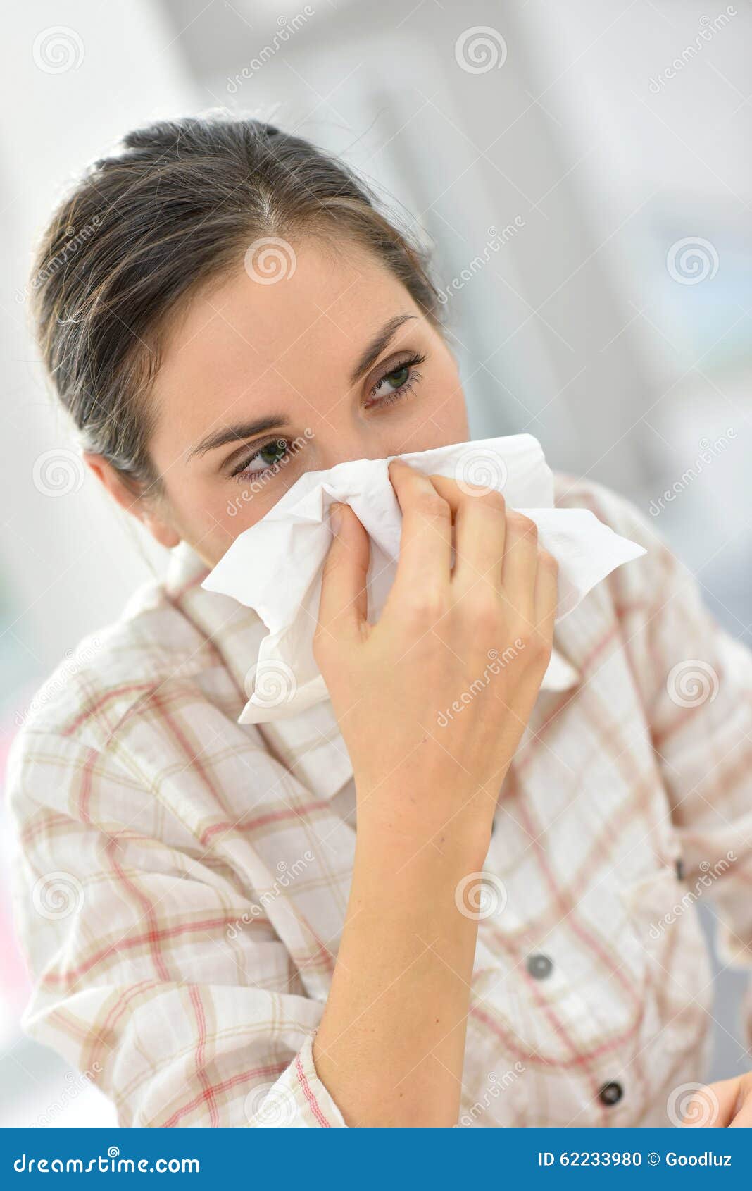 Young woman with cold stock photo. Image of blowing, allergy - 62233980
