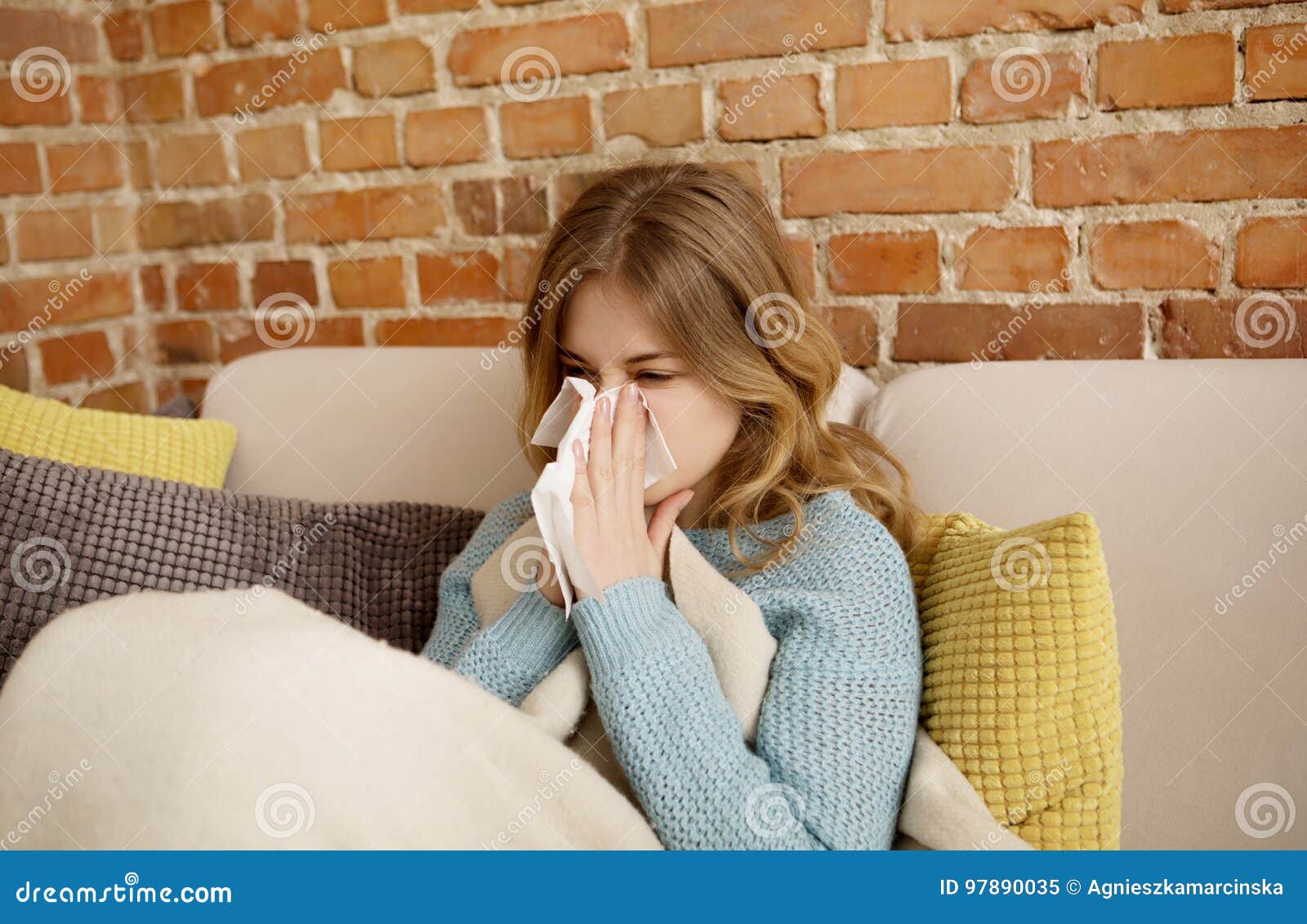 Young Woman with Cold, Flue. Stock Image - Image of allergy ...