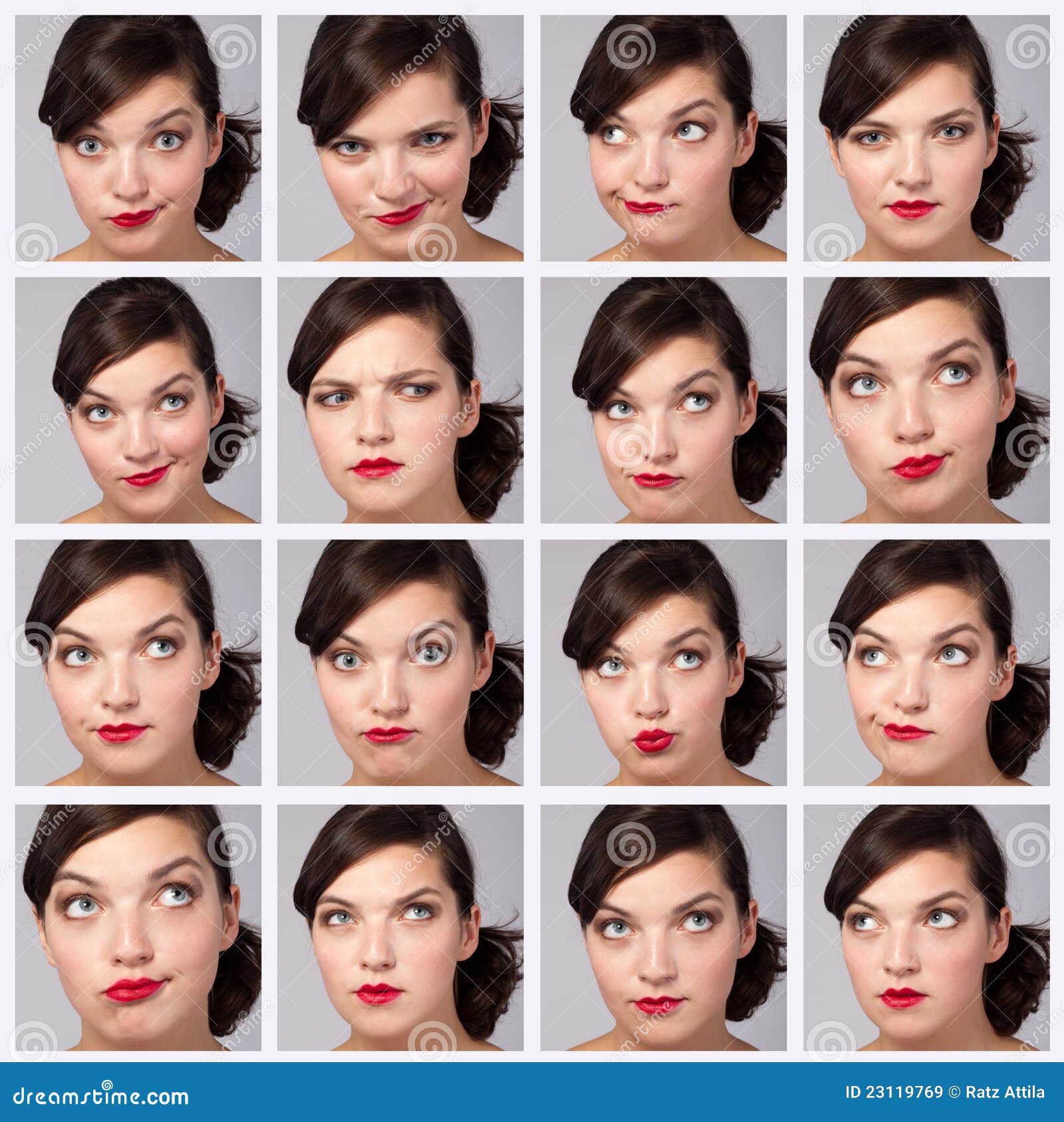 Young Woman Collection of Expressions Stock Image - Image of grimacing ...