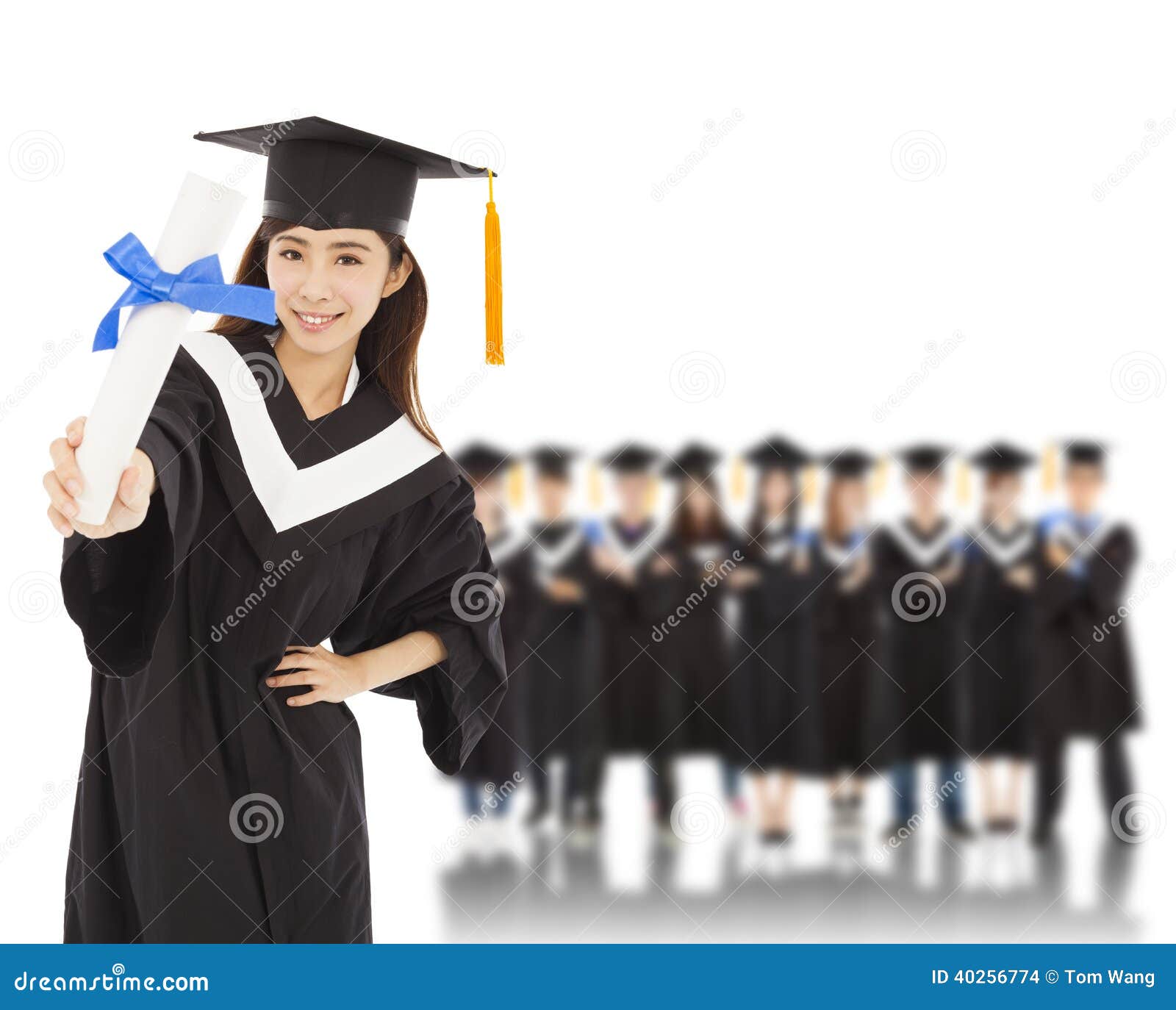 Young Woman College Graduate with Students Stock Photo - Image of adult ...