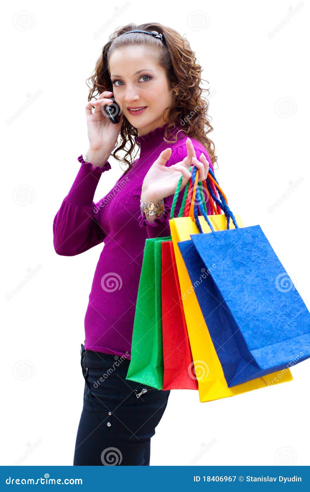 Young Woman with Color Bags Stock Image - Image of happiness, isolated ...