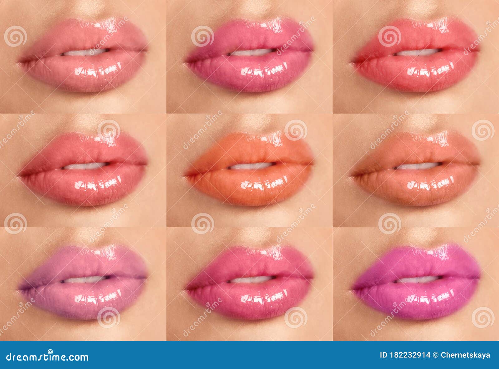 Young Woman with Color Lipsticks, Collage Stock Photo - Image of face ...