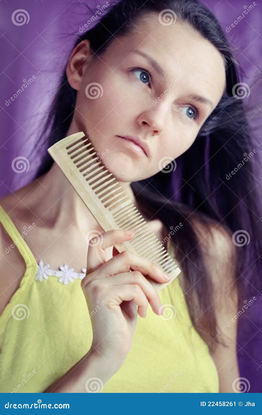 Young woman with comb stock image. Image of skin, adult - 22458261
