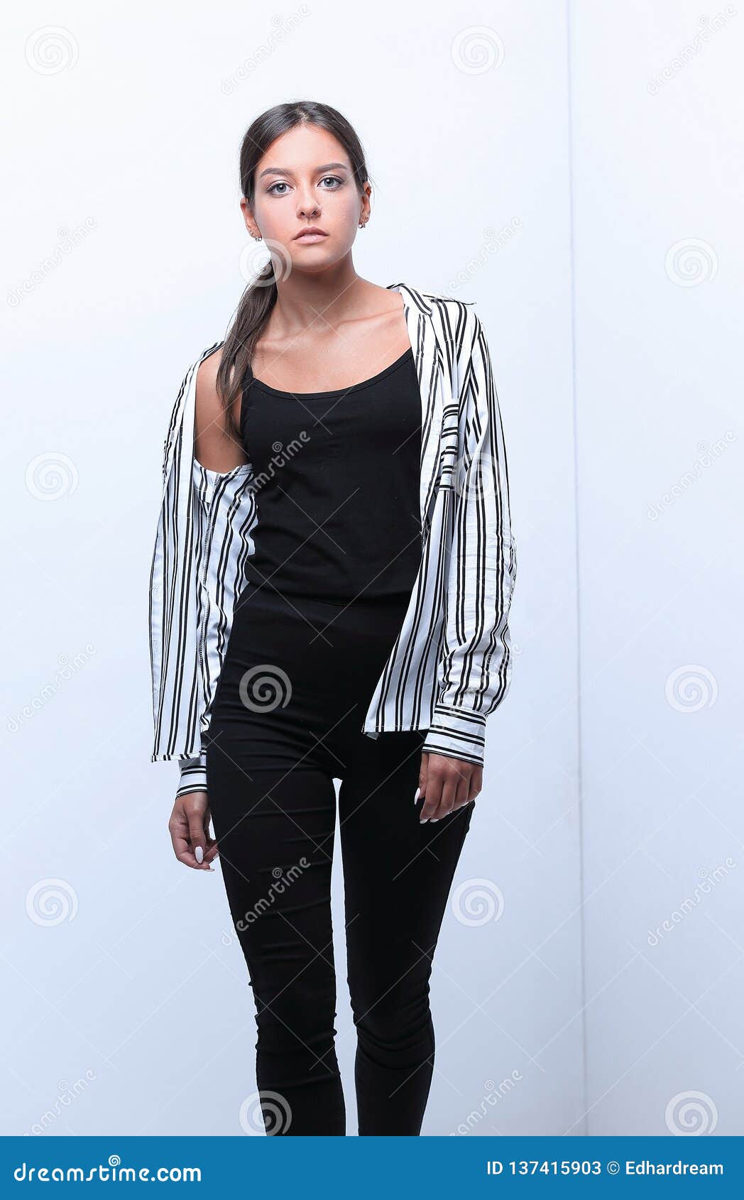 Young woman comes forward. stock image. Image of copyspace - 137415903