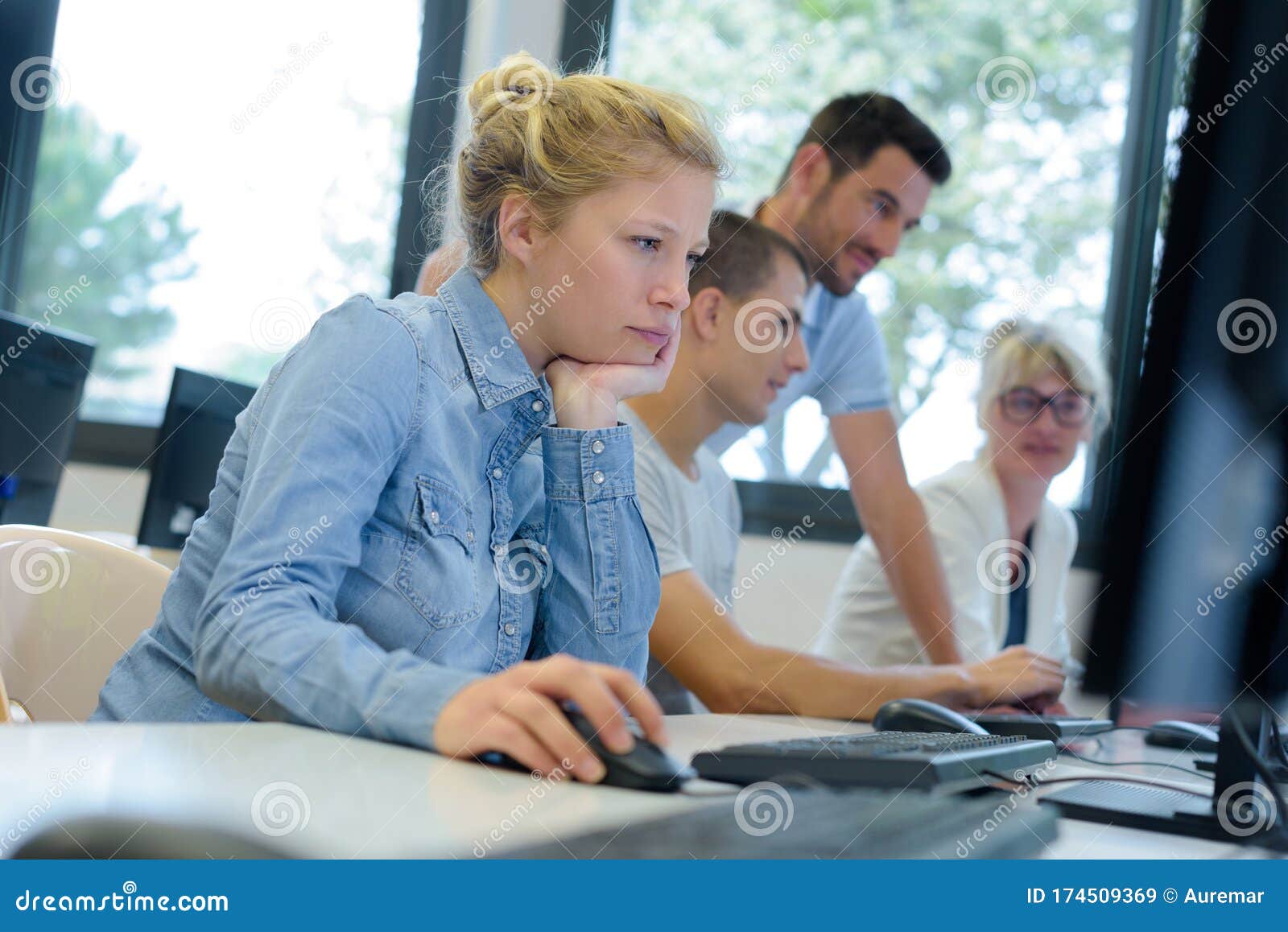 Young Woman during Computer Classes Stock Image - Image of study ...
