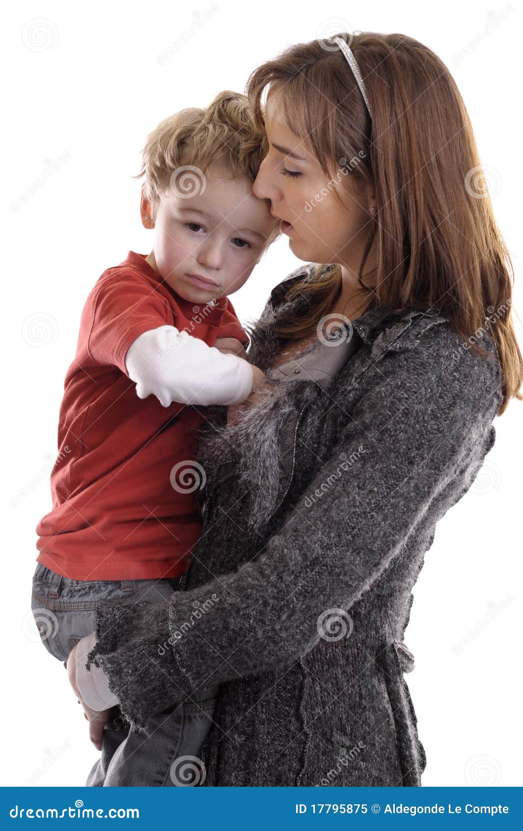Young Woman Consoling a Child Stock Image - Image of cute, unhappy ...