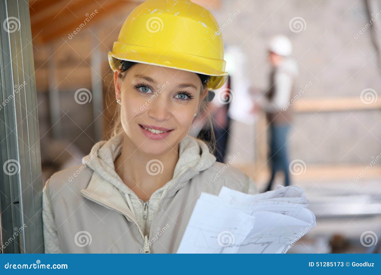 Young Woman in Construction Apprenticeship Stock Image - Image of ...