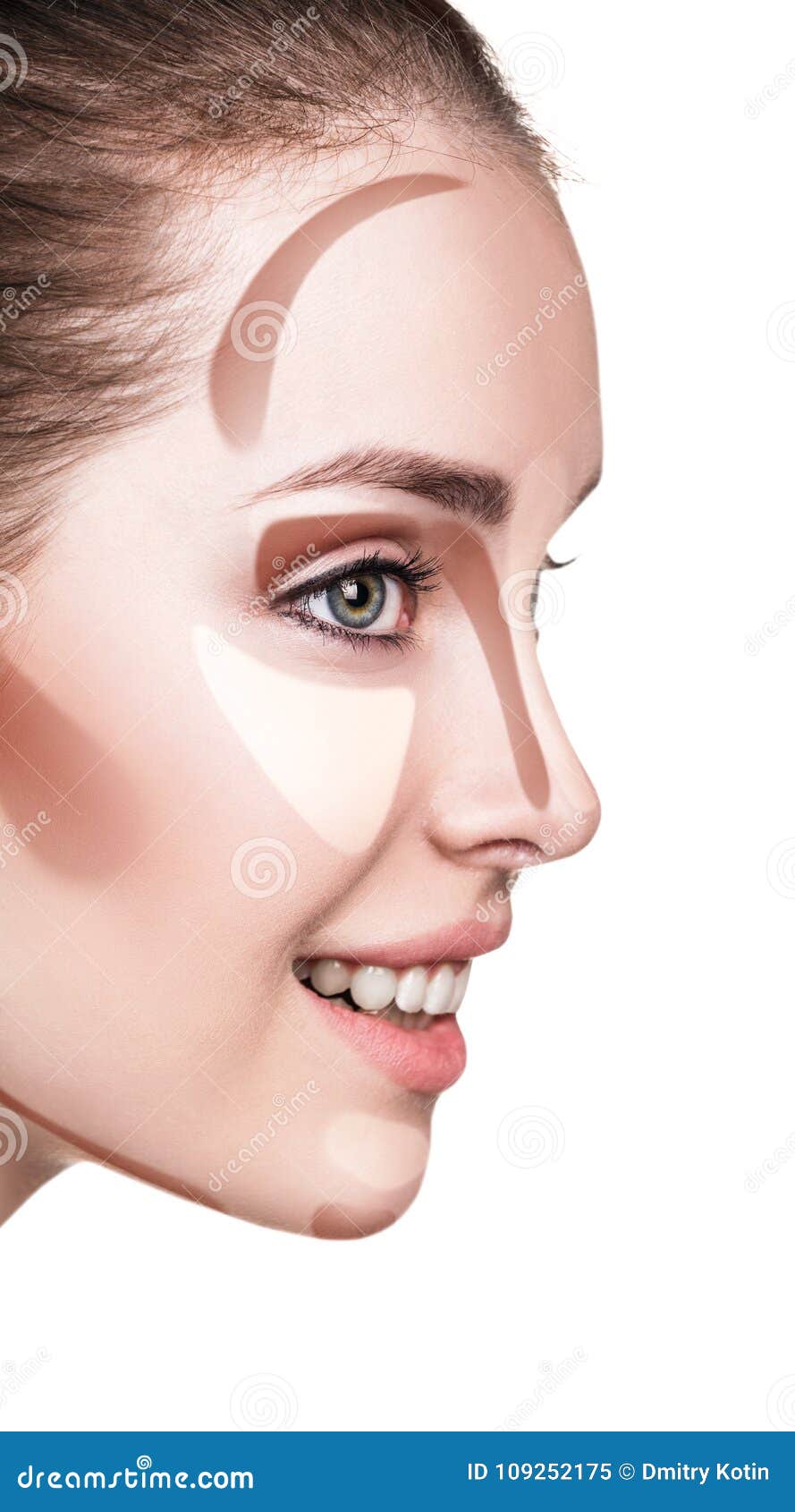 Professional Contouring Face Make-up Sample. Stock Image - Image of ...