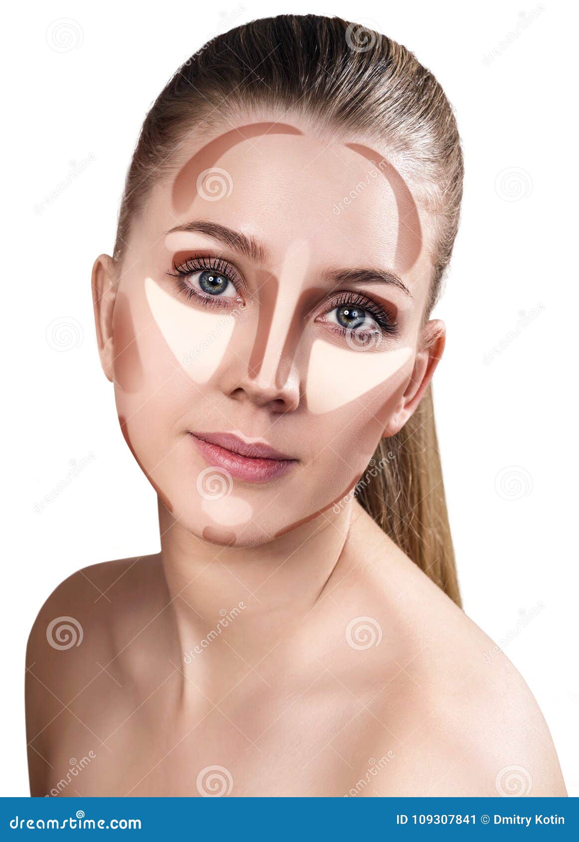 Professional Contouring Face Make-up Sample. Stock Image - Image of ...