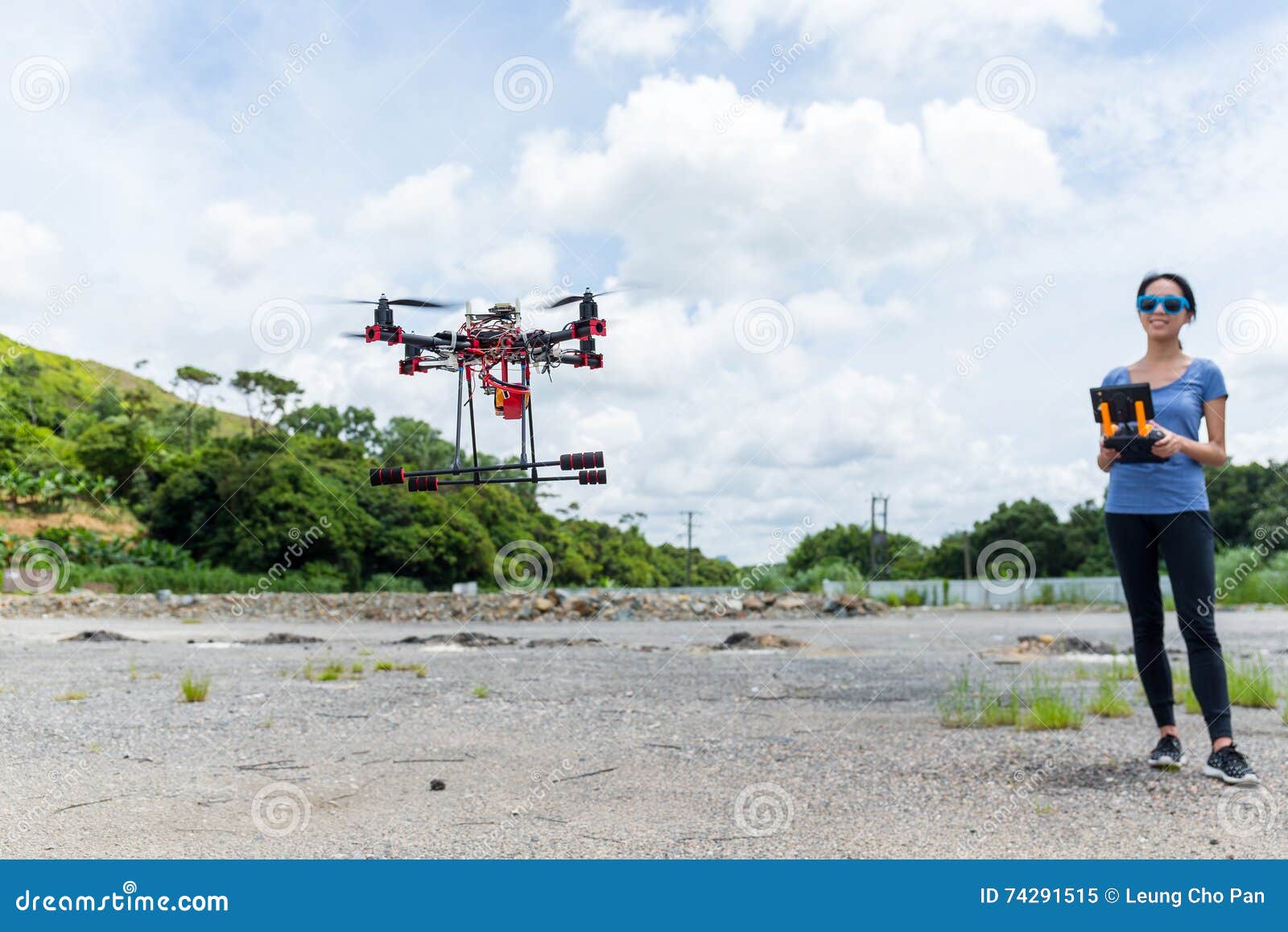 Young Woman Control Drone Flying Stock Image - Image of korean, chinese ...
