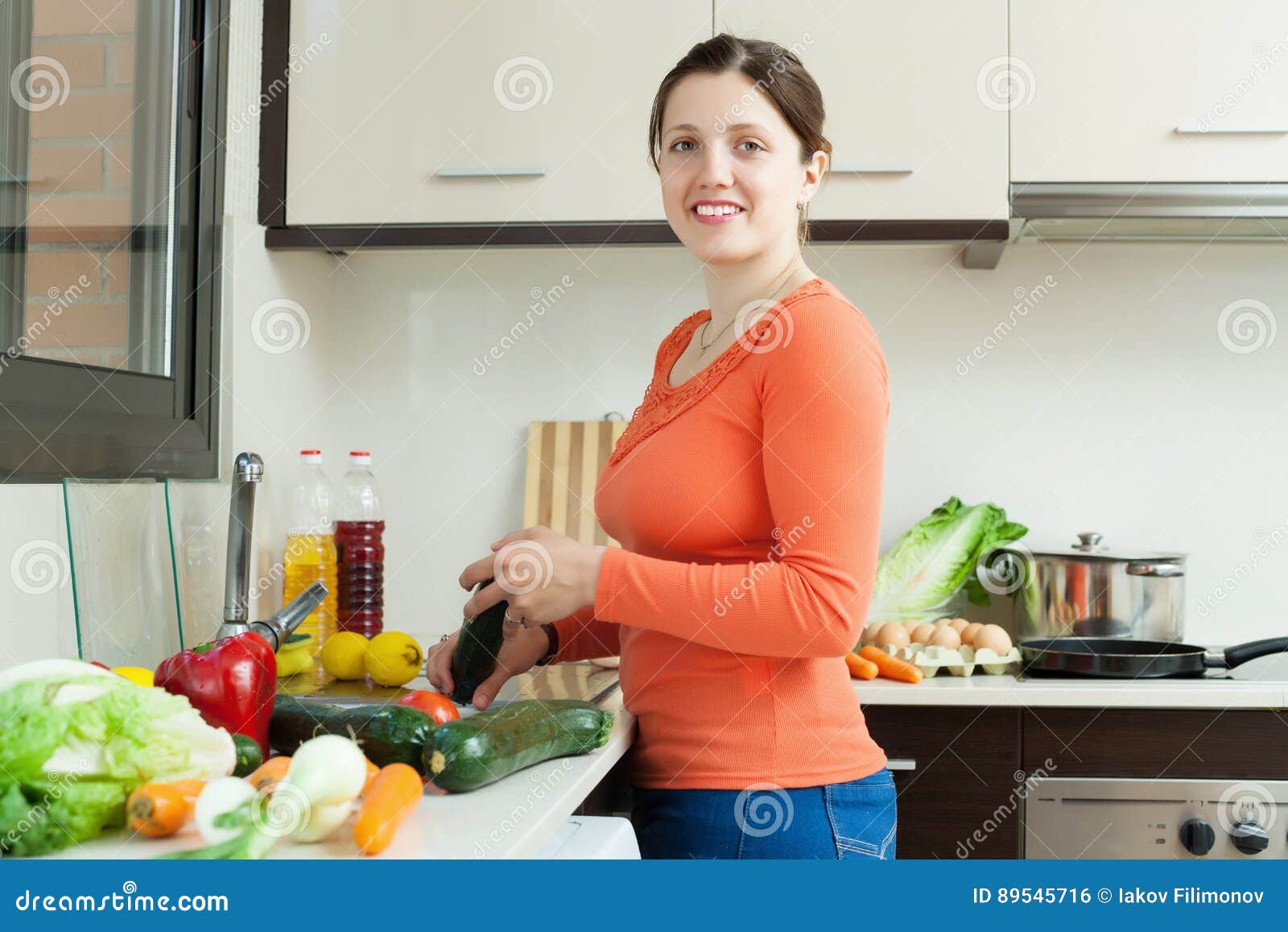 Young Woman Cooking Fresh Vegetables Stock Photo - Image of beauty ...