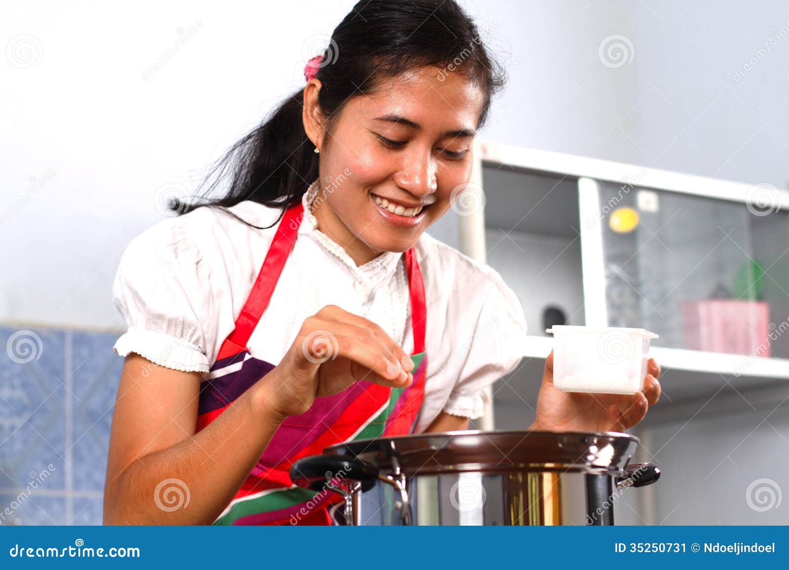 Young Woman Cooking in the Kitchen Stock Image - Image of girl, home ...
