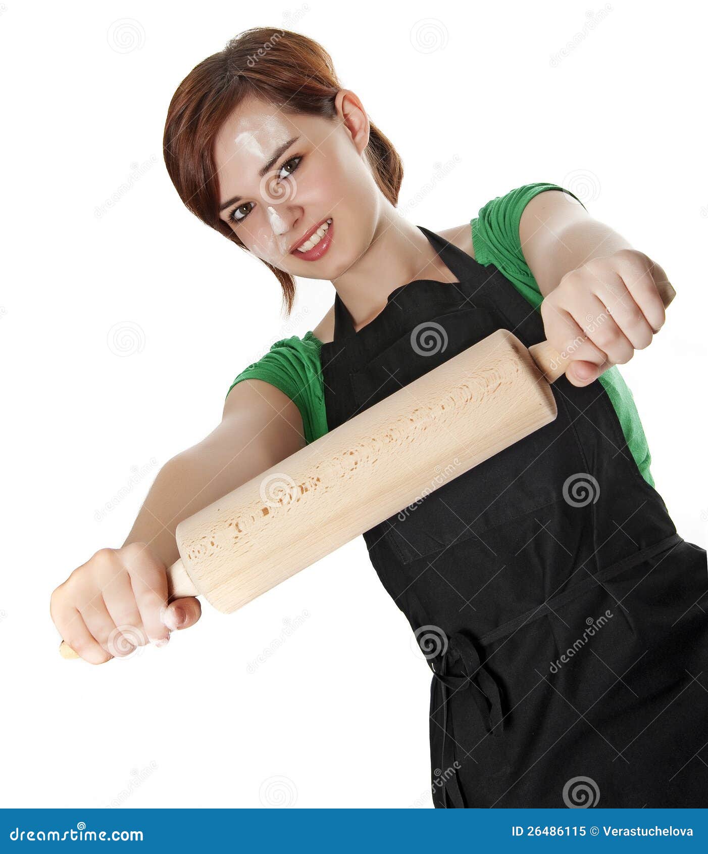 Young Woman Cooking with a Roller Stock Image - Image of cook, chef ...