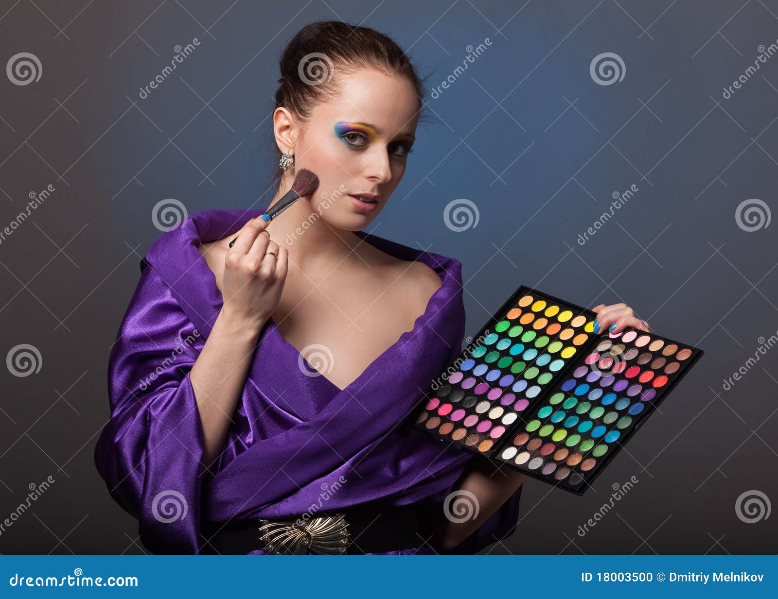 Young Woman with Cosmetic Palette. Stock Photo - Image of girl ...
