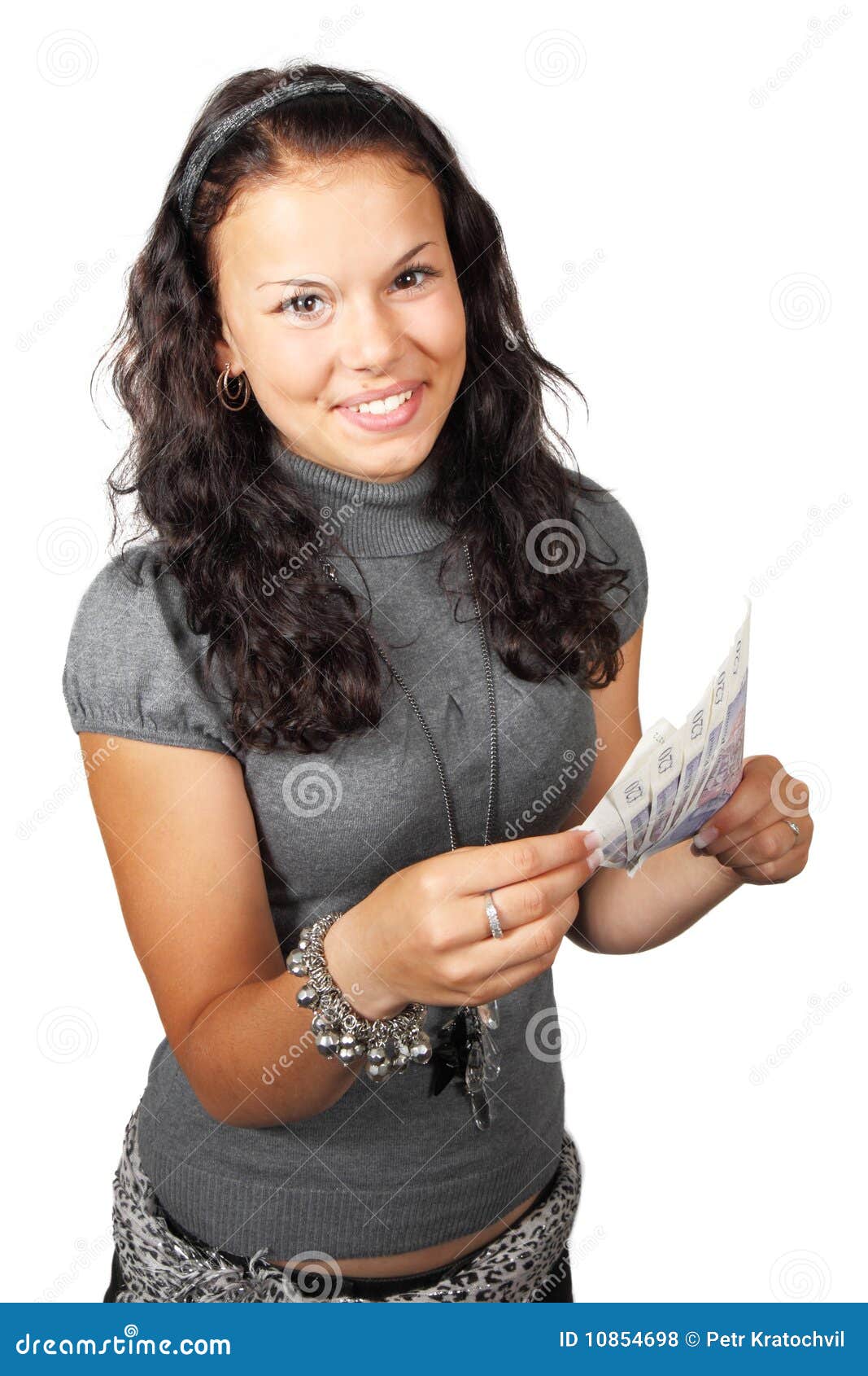 Young woman counting cash stock photo. Image of people - 10854698