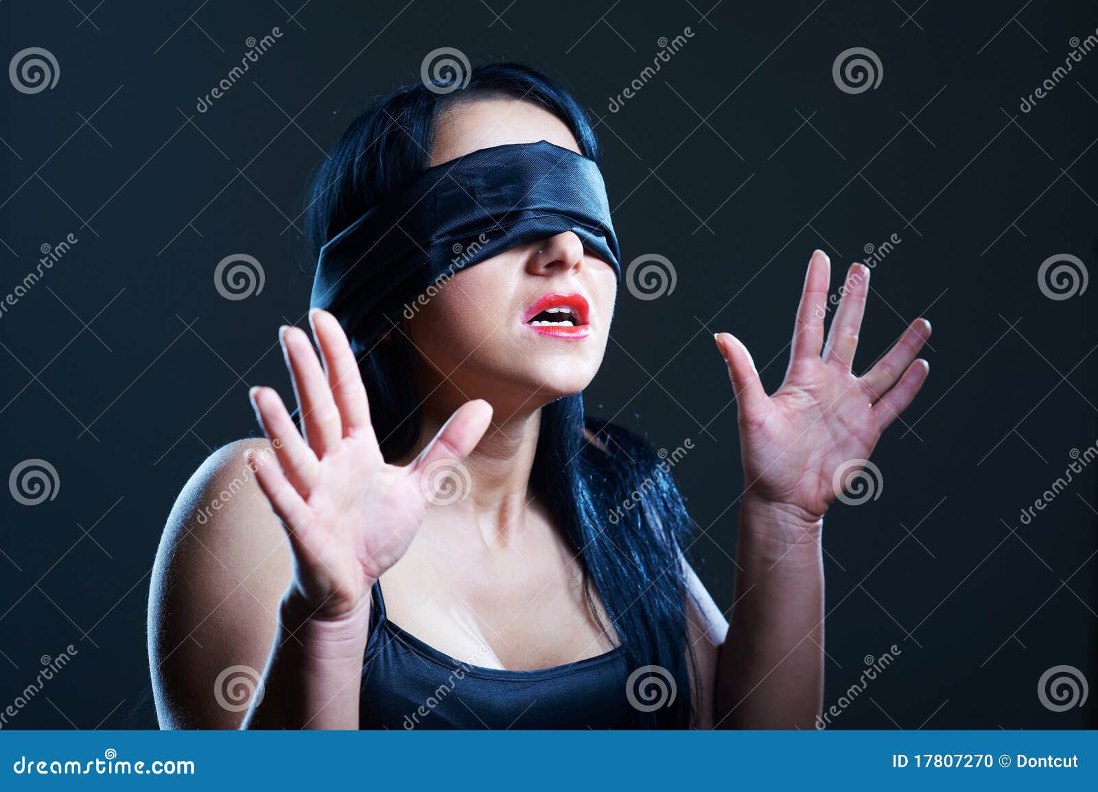 Young Woman with Covered Eyes Stock Photo - Image of lady, portrait ...