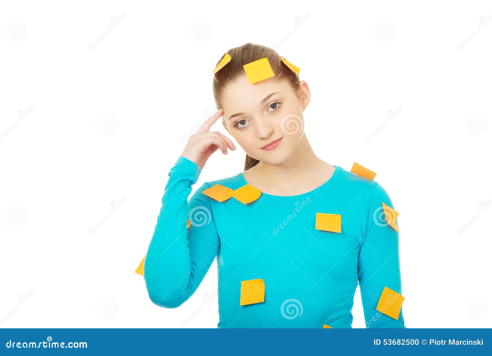 Young Woman Covered with Post it Notes. Stock Photo - Image of memo ...