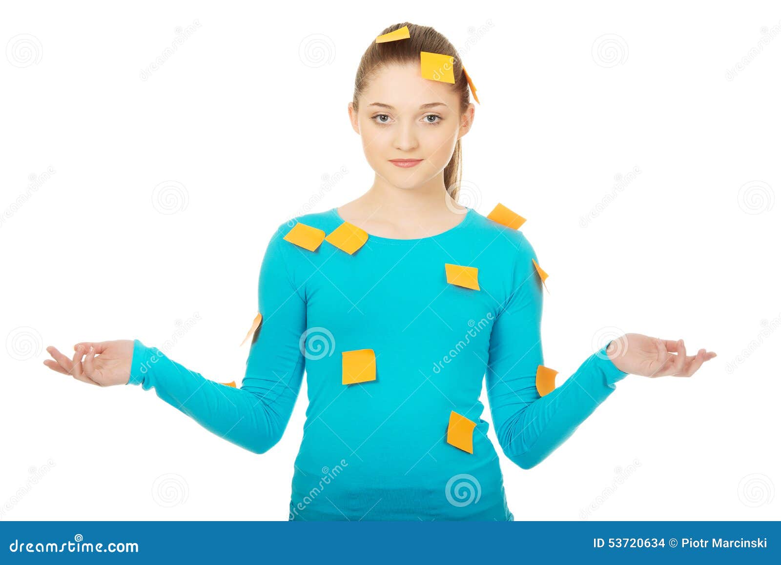 Young Woman Covered with Post it Notes. Stock Photo - Image of note ...