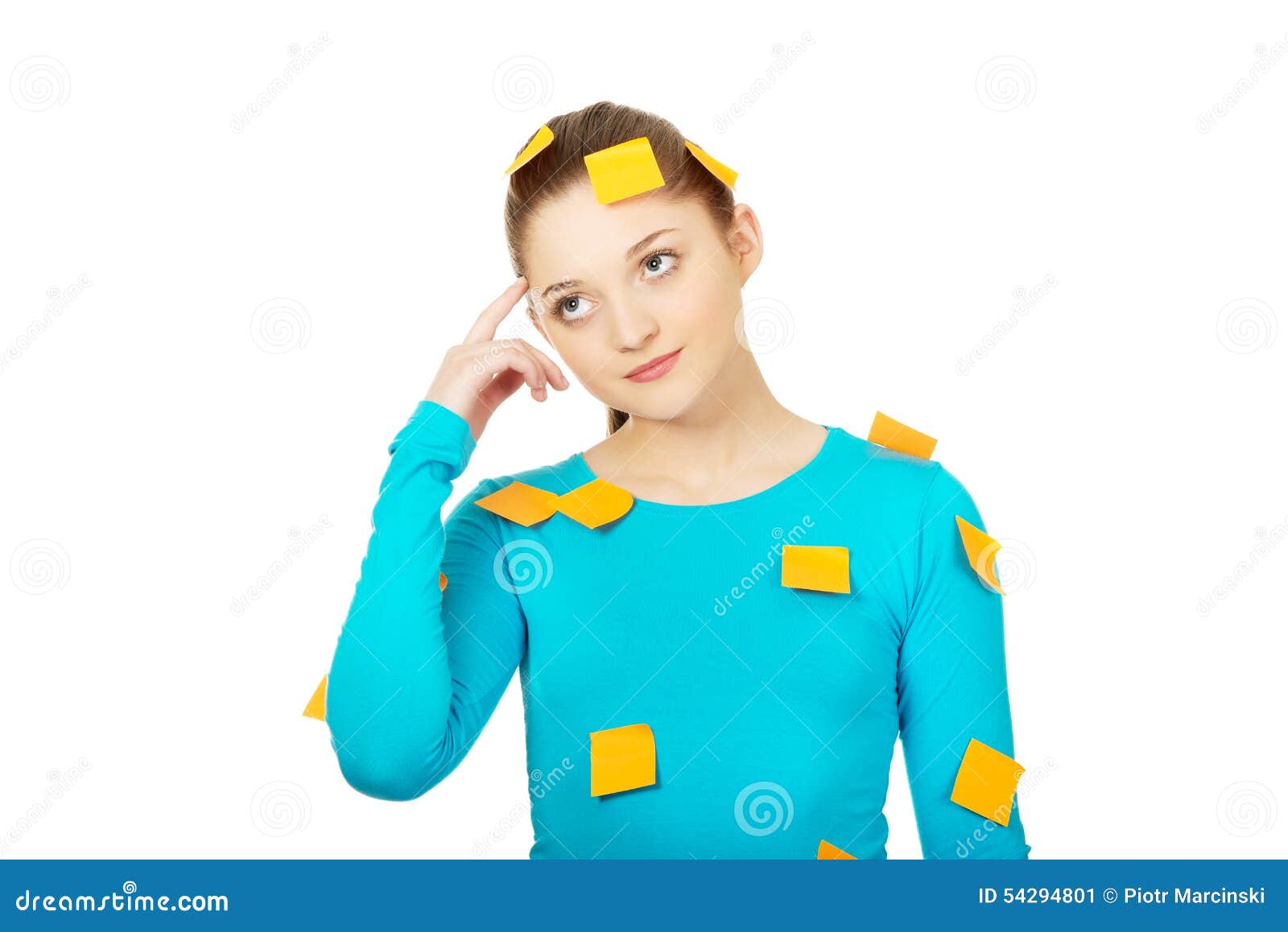 Young Woman Covered with Post it Notes. Stock Image - Image of ...