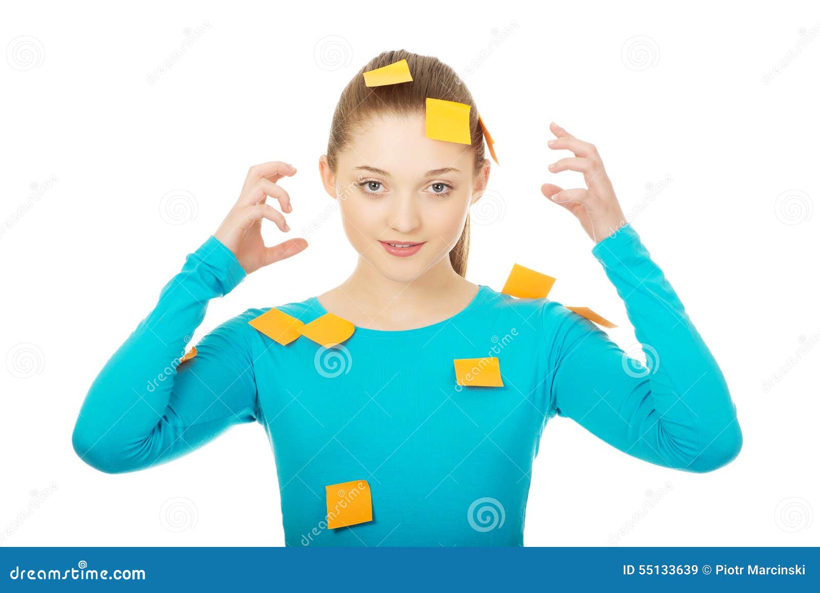 Young Woman Covered with Post it Notes. Stock Image - Image of paper ...
