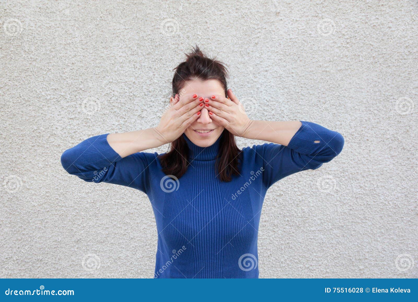 Young Woman Covering Eyes with Hands Stock Photo - Image of eyes, hands ...
