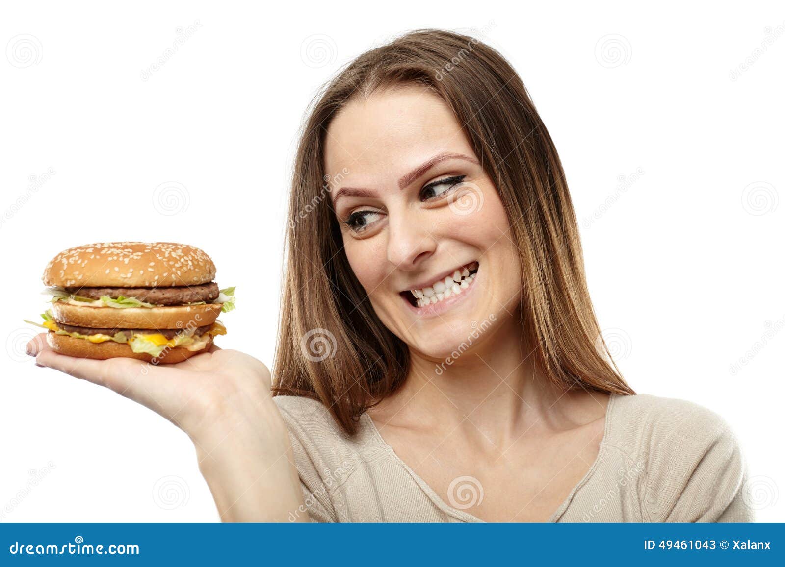 Young Woman Craving a Burger Stock Image - Image of holding, mouth ...