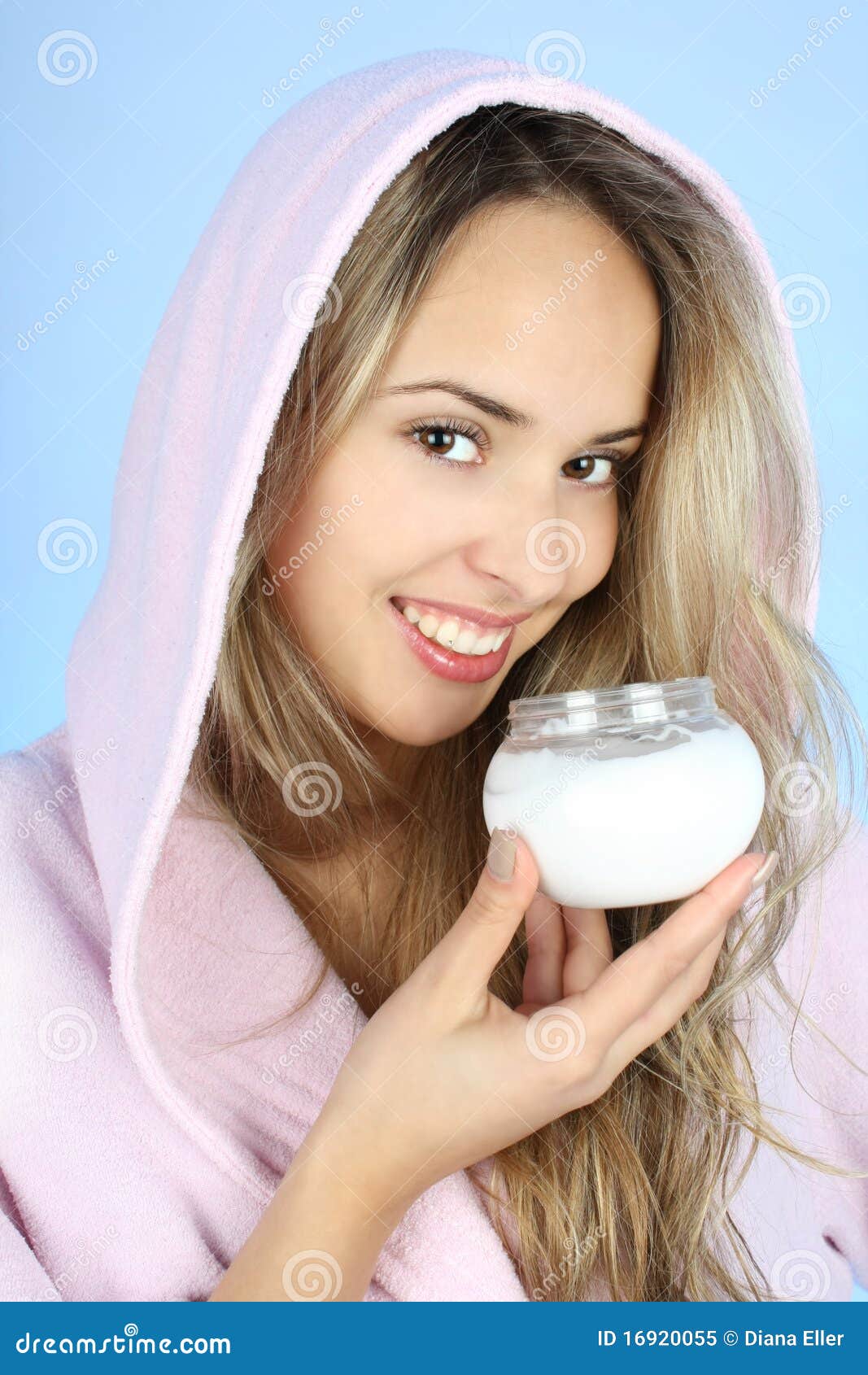 Young Woman with Cream after Bath Stock Image - Image of blonde ...