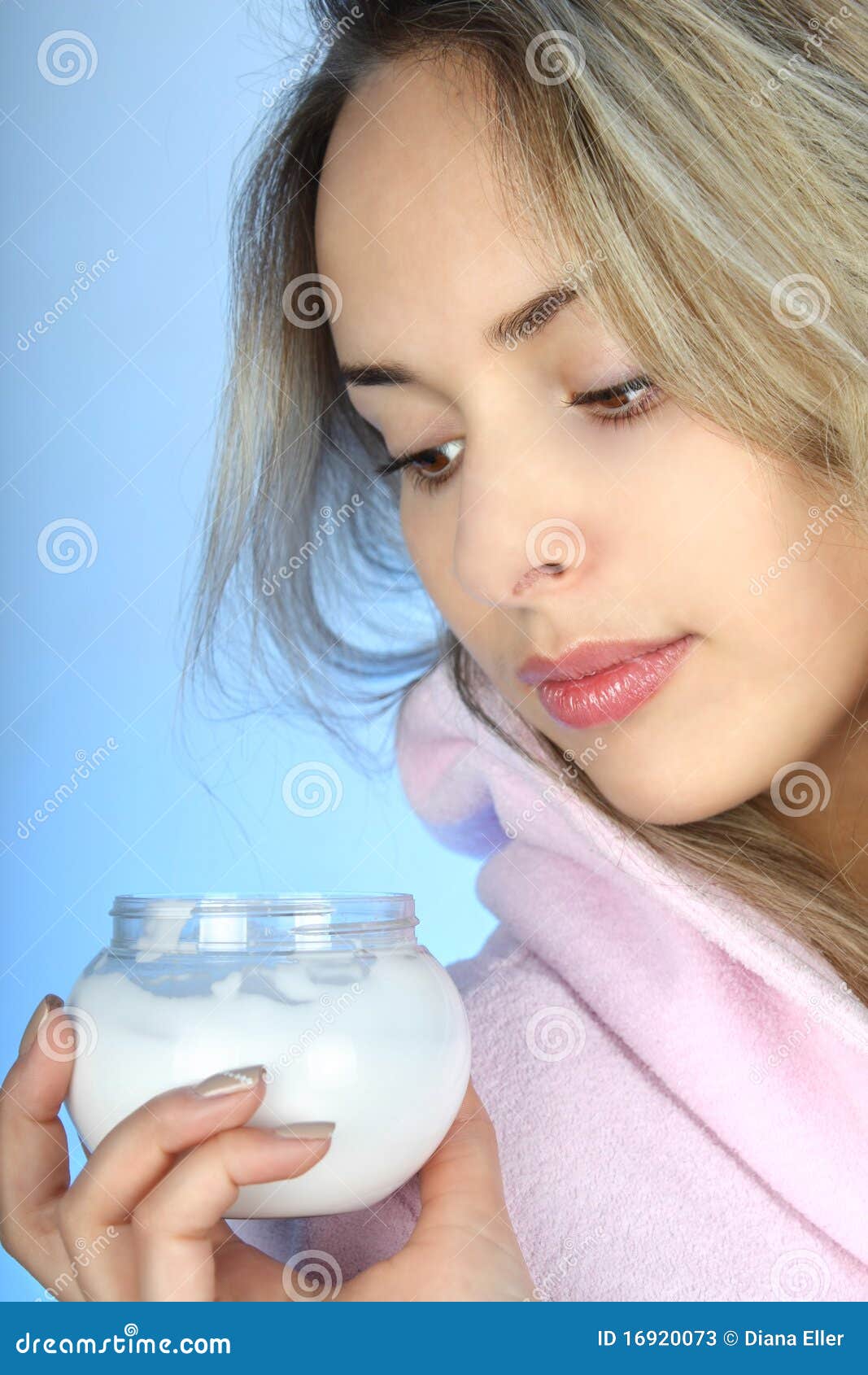 Young Woman with Cream after Bath Stock Image - Image of caucasian ...