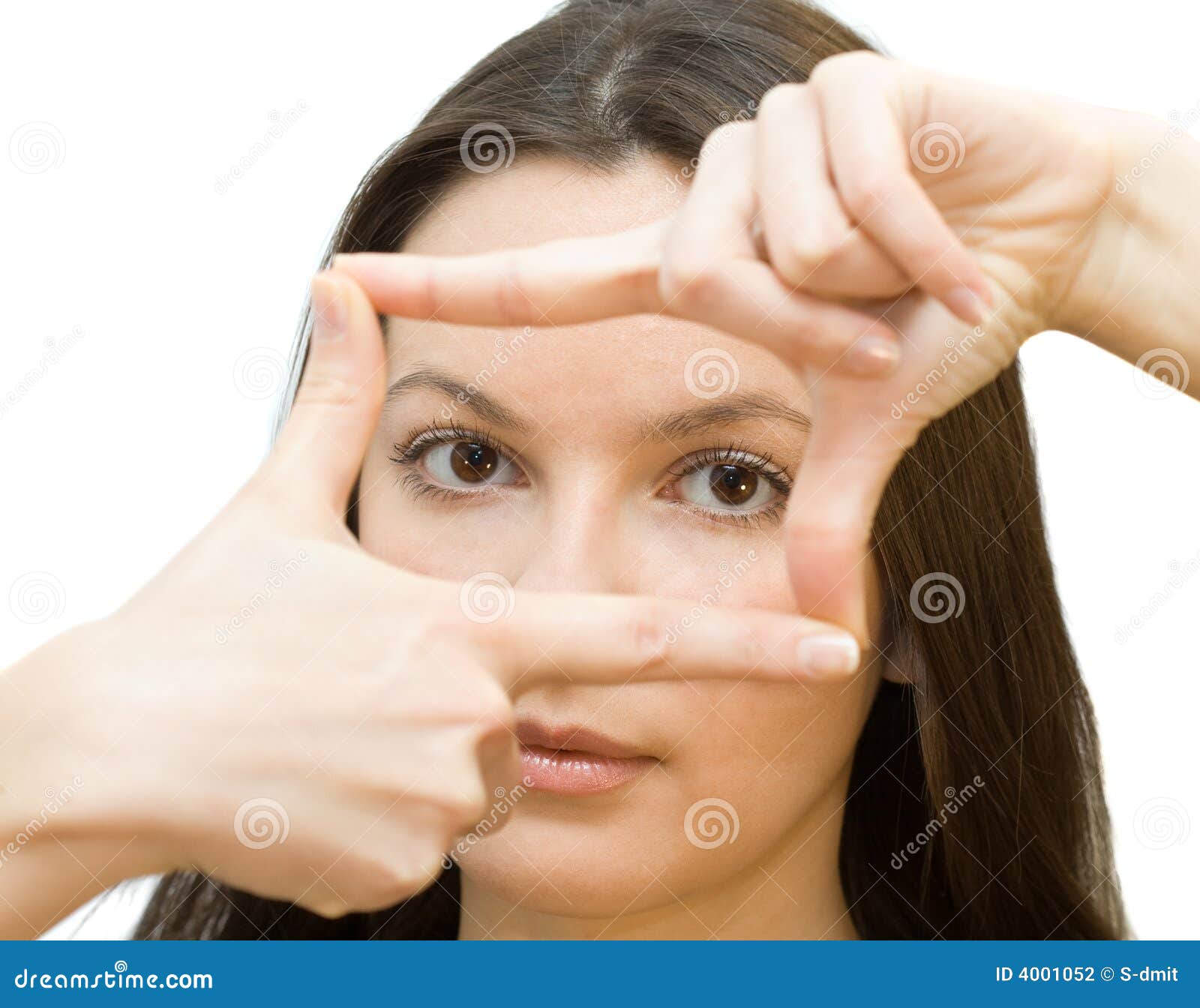 Young Woman Creates a Frame with Her Hands Stock Photo - Image of ...