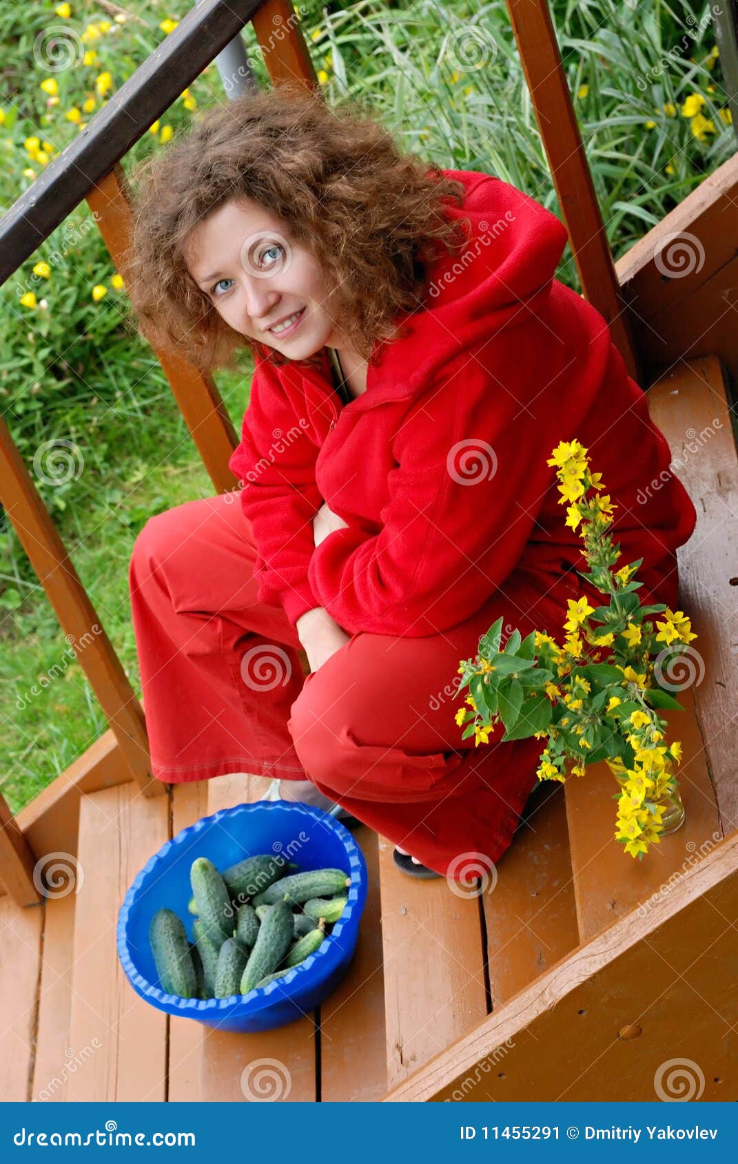 Young Woman with Crop of Cucumbers Stock Image - Image of mature ...